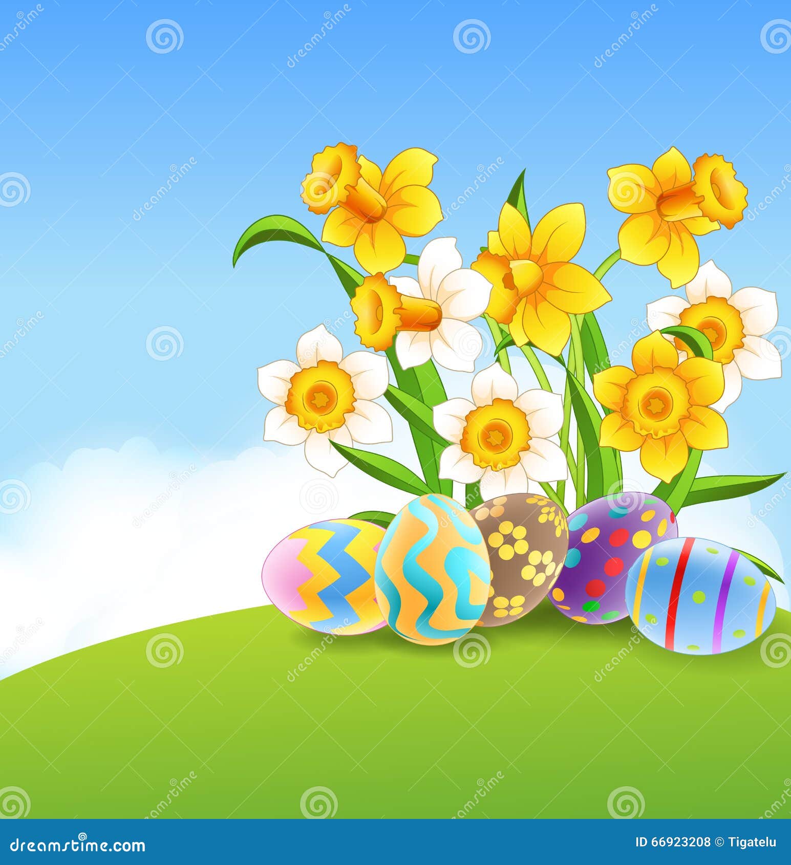 Cartoon Illustration of Eggs Easter and Flower Stock Vector ...
