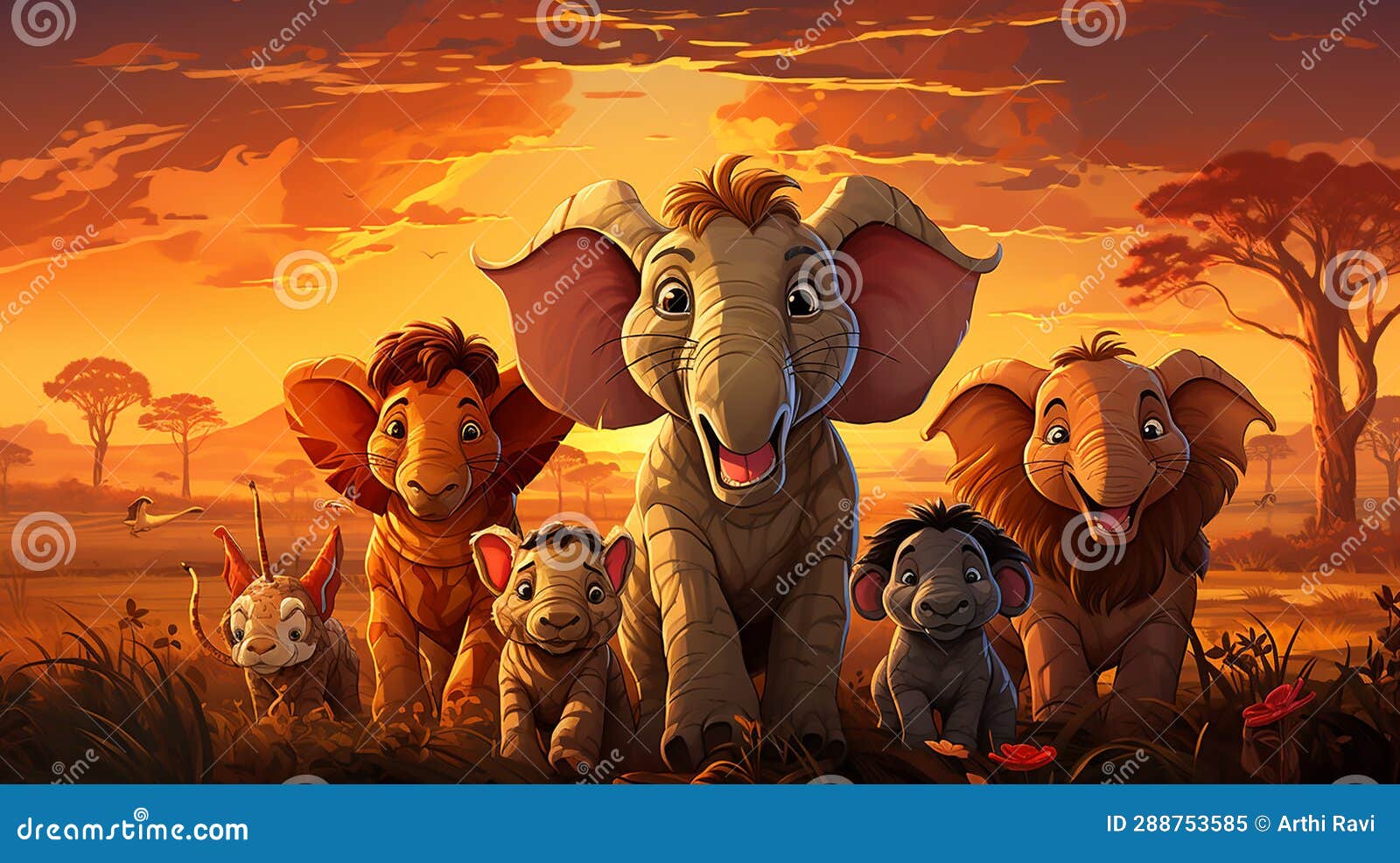 Cartoon Illustration of Elephan Stock Illustration - Illustration of ...