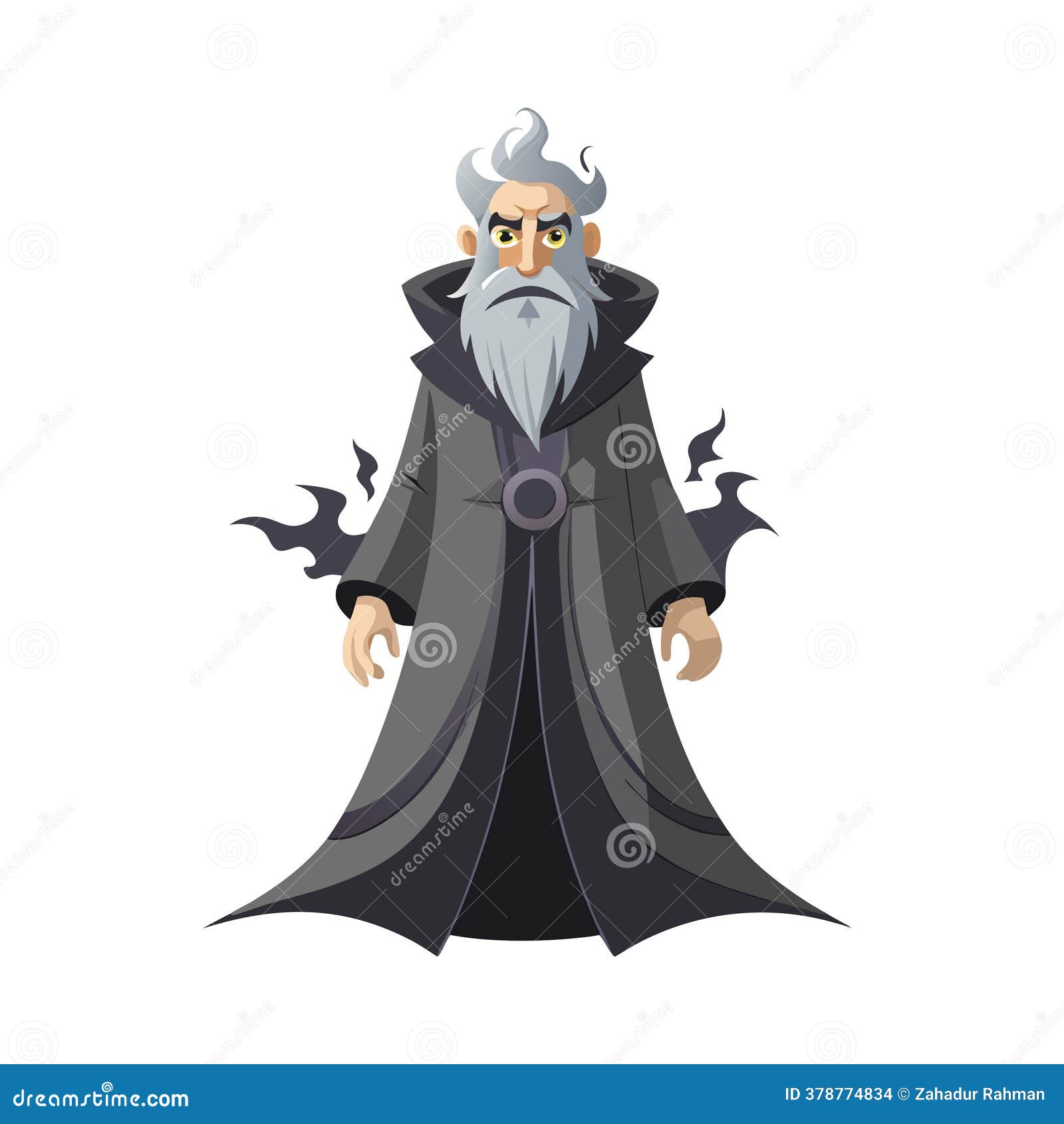 Evil Wizard Casting Spell On Planet Earth, Cartoon Character Vector ...