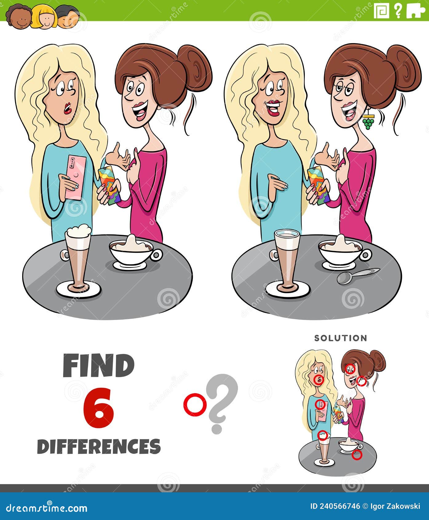 Differences Game with Cartoon Women Talking Stock Vector - Illustration ...