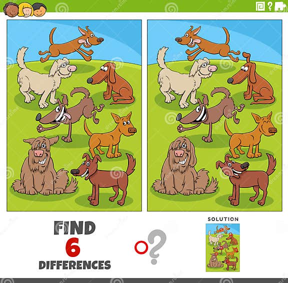 Differences Task with Cartoon Dogs Animal Characters Stock Vector - Illustration of preschool ...
