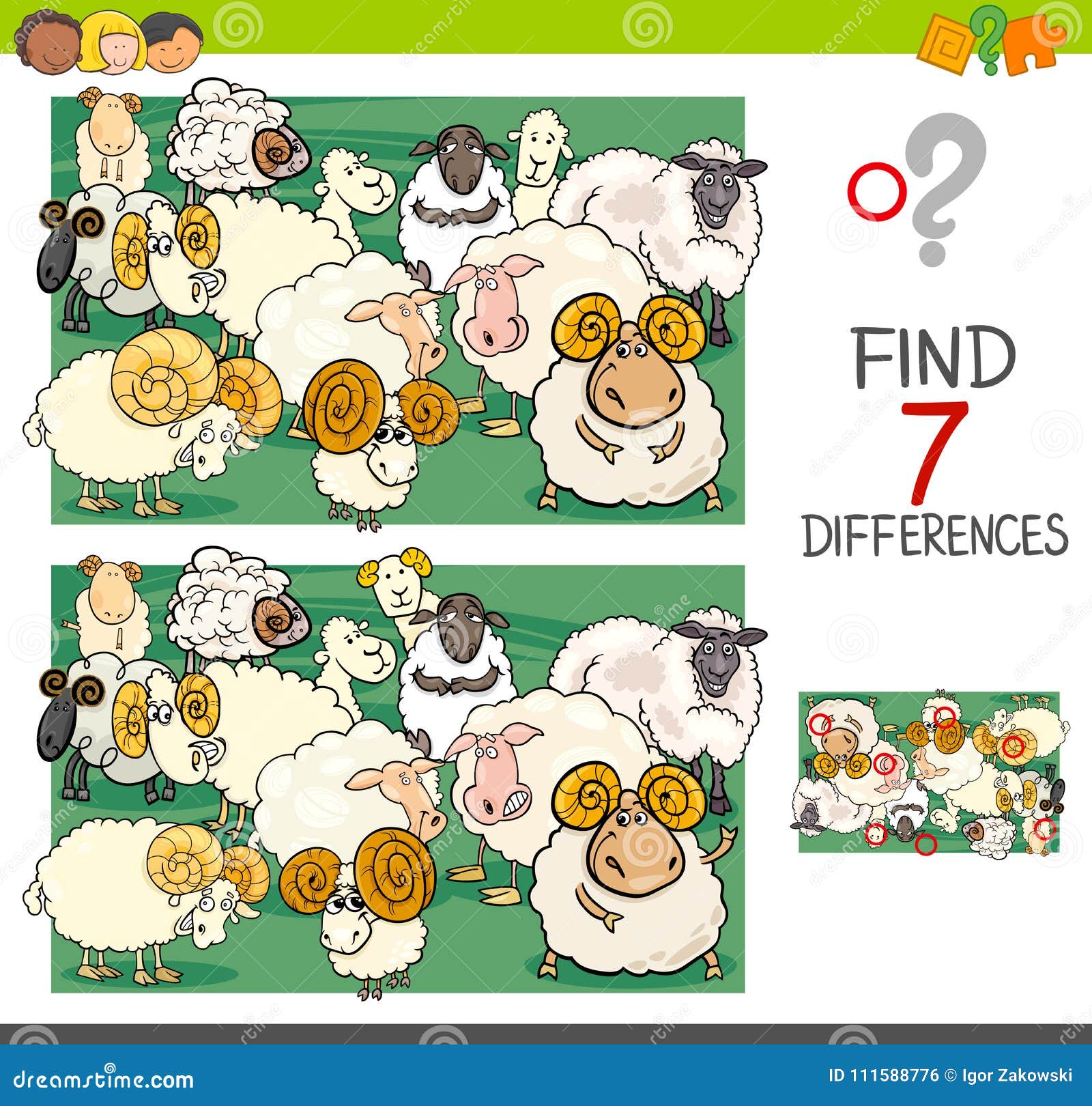 Find Differences with Sheep Farm Animal Characters Stock Vector ... Find Differences with Sheep Farm Animal Characters Stock Vector ...