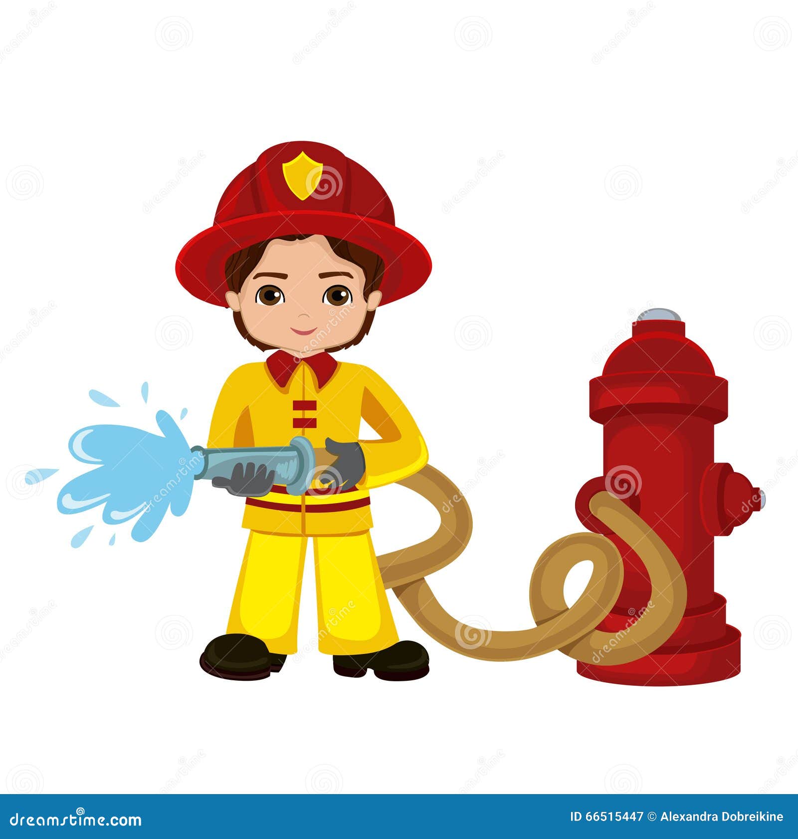 Cartoon Illustration of a Firefighter Boy. Stock Vector - Illustration ...