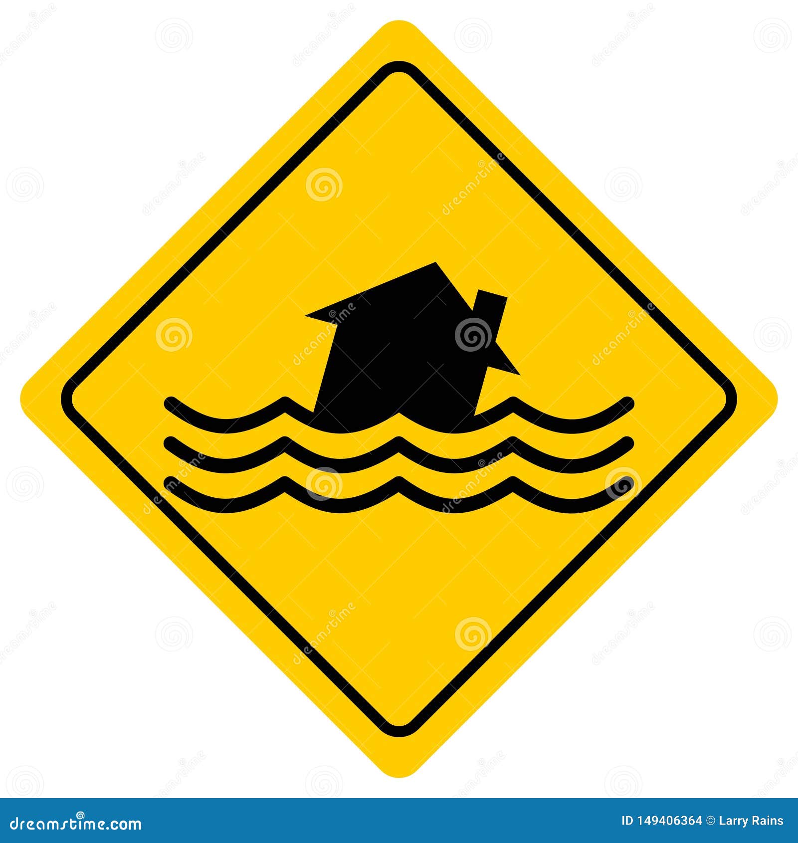 Flood Zone Warning Sign,climate Change, Inundation, Flooding Concept ...