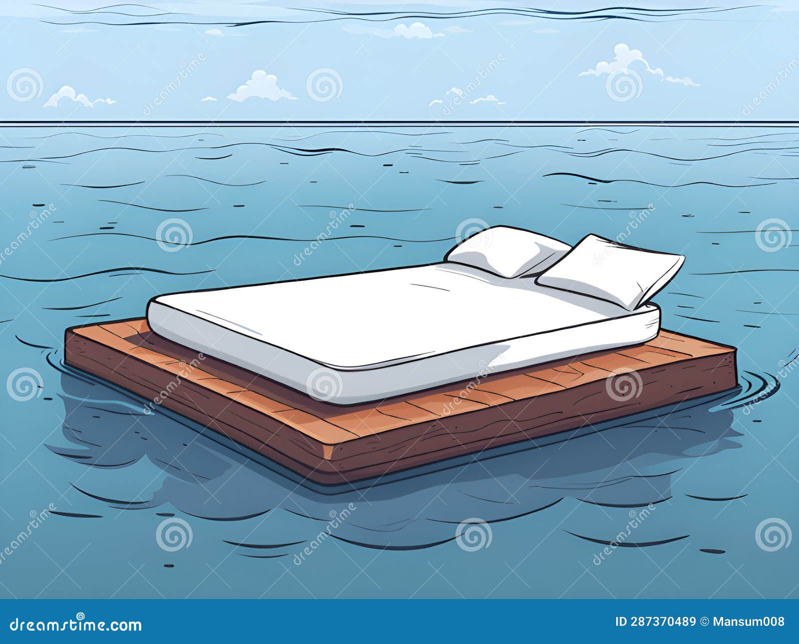 Cartoon Illustration of a Floating Mattress, Ai Generated Stock ...