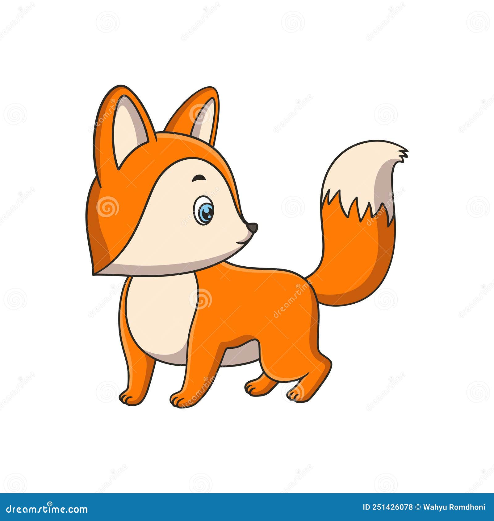 Cartoon Illustration a Fox Walking on a Fallen Log Stock Vector ...