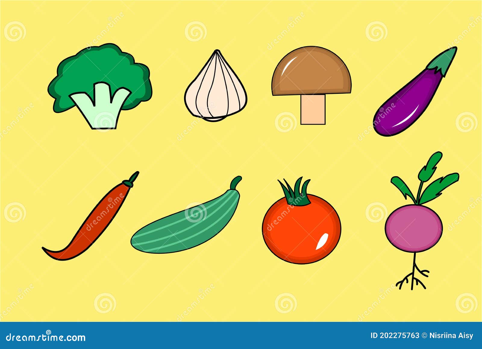 Cartoon Illustration of Fresh Vegetables Stock Vector - Illustration of ...