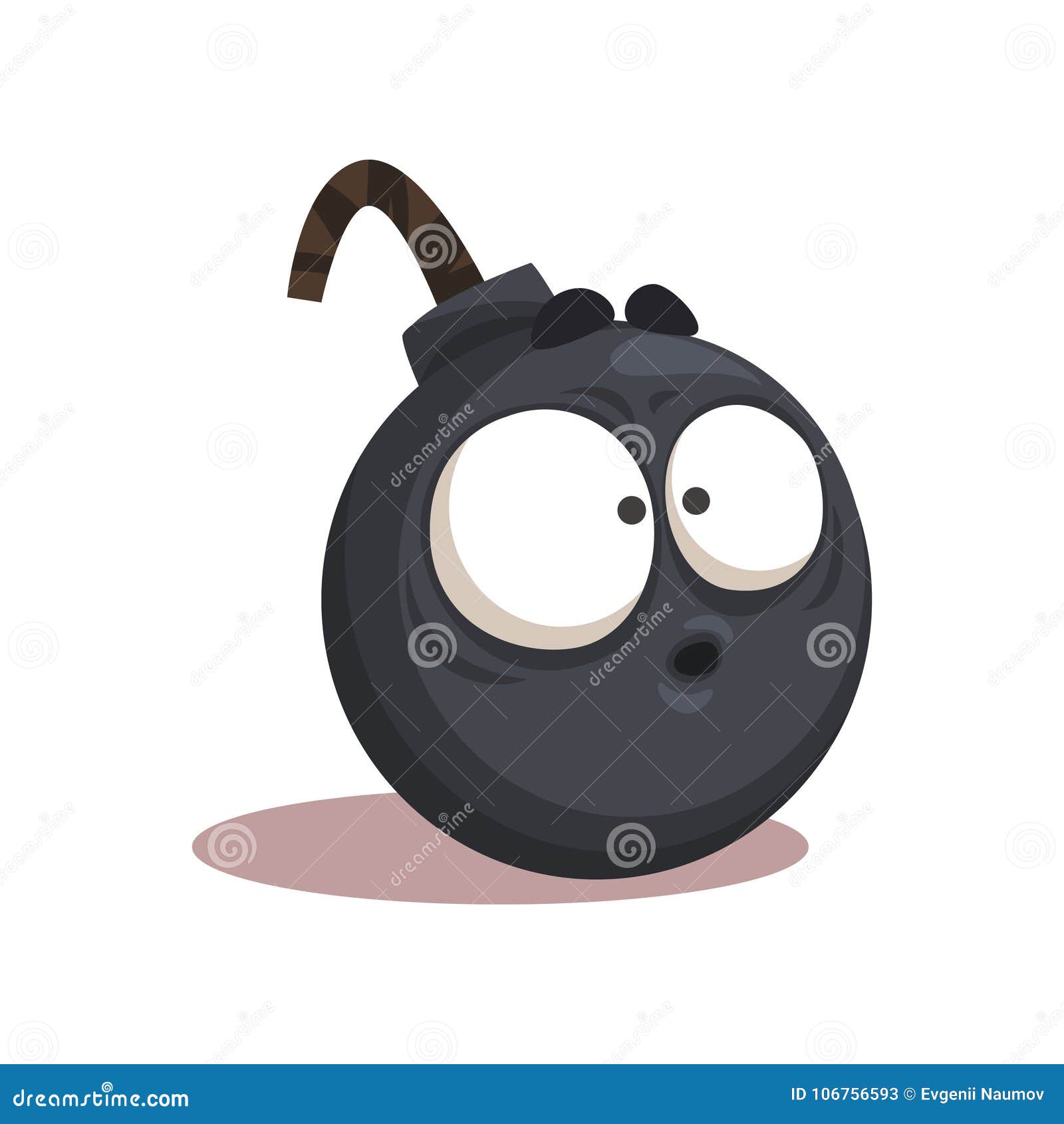 Cartoon Illustration of Funny Bomb with Surprised Face Expression ...