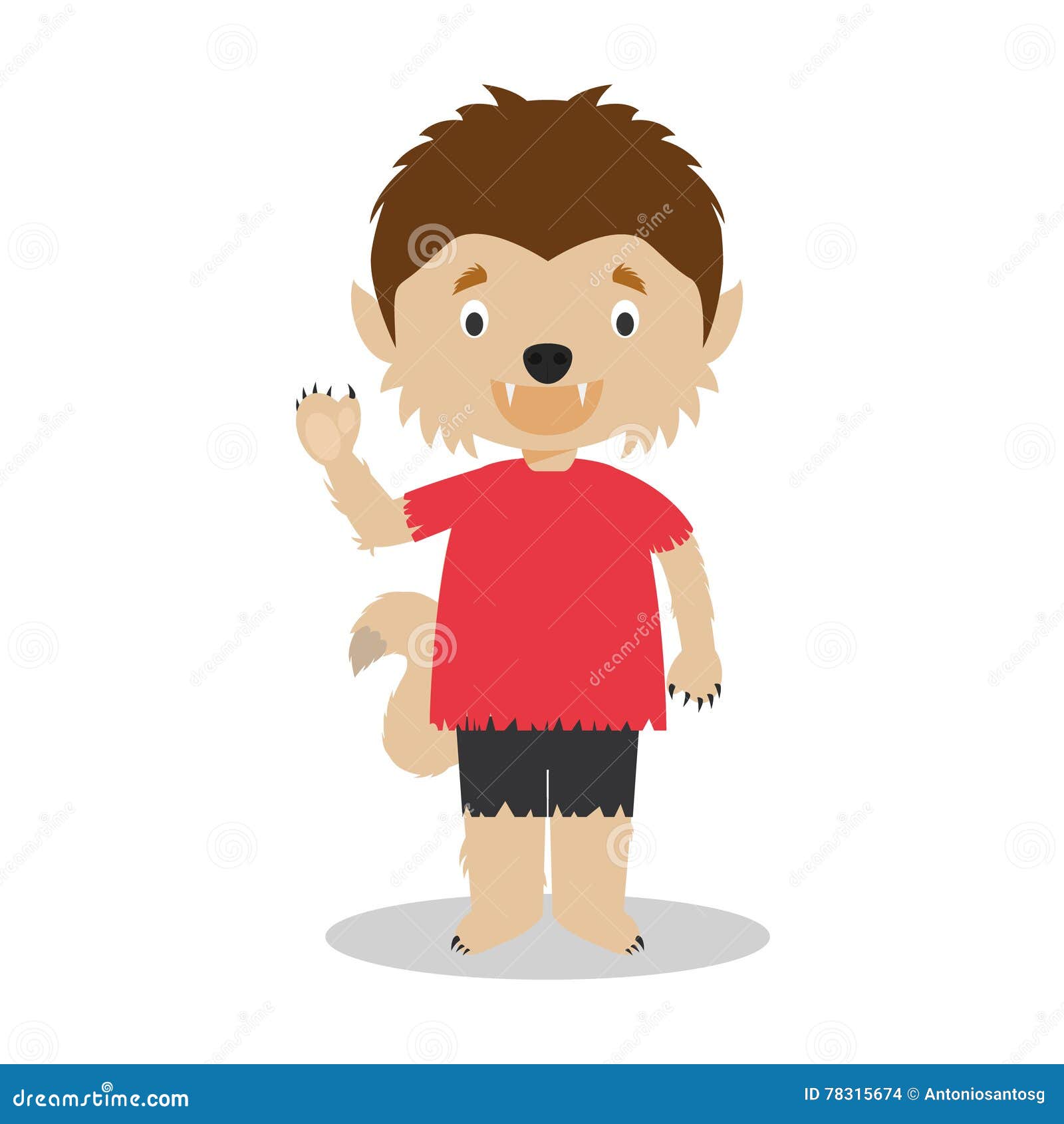 Cartoon Illustration of a Funny Werewolf for Children Stock Vector ...