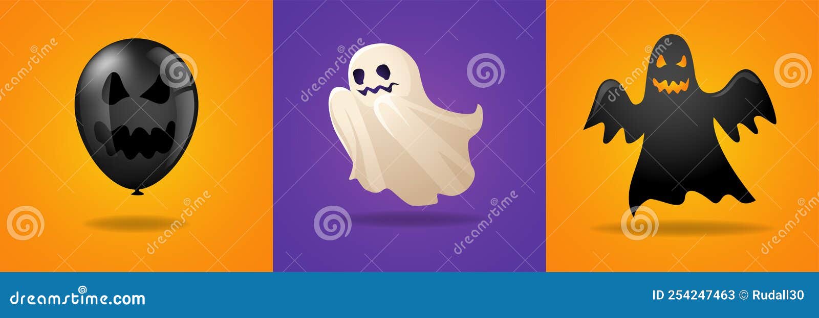 Ghost and Balloon for Halloween Theme Stock Vector - Illustration of ...