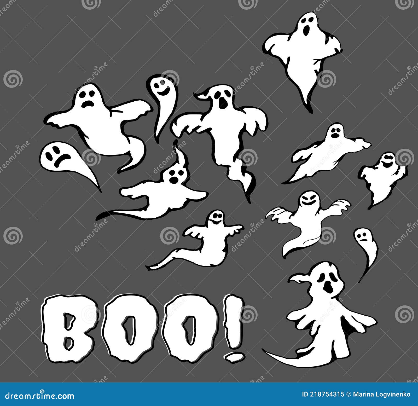 Cartoon Illustration of a Ghostes with Boo Text Stock Vector ...