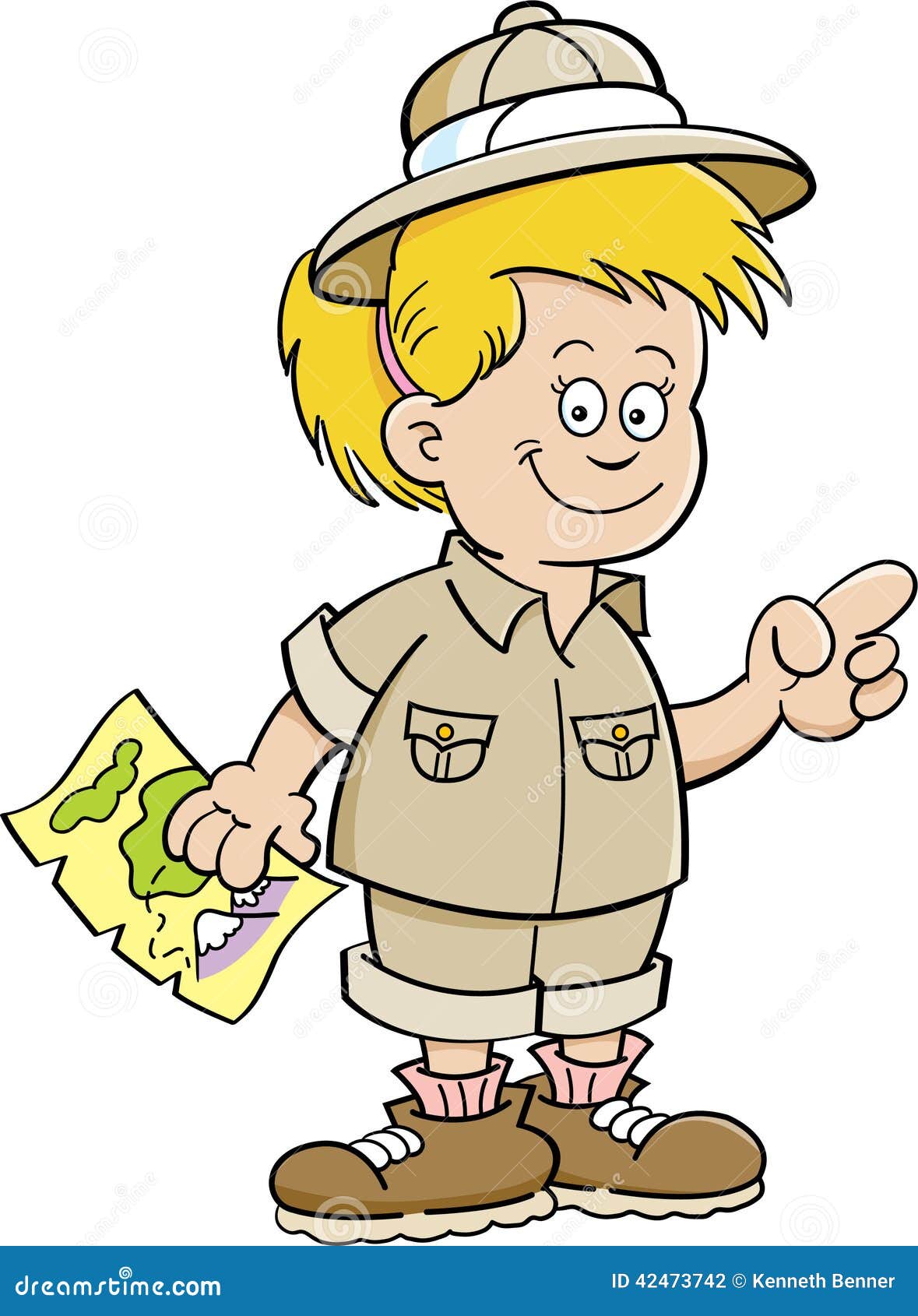 Cartoon Illustration of an Girl Explorer Stock Vector - Illustration of ...