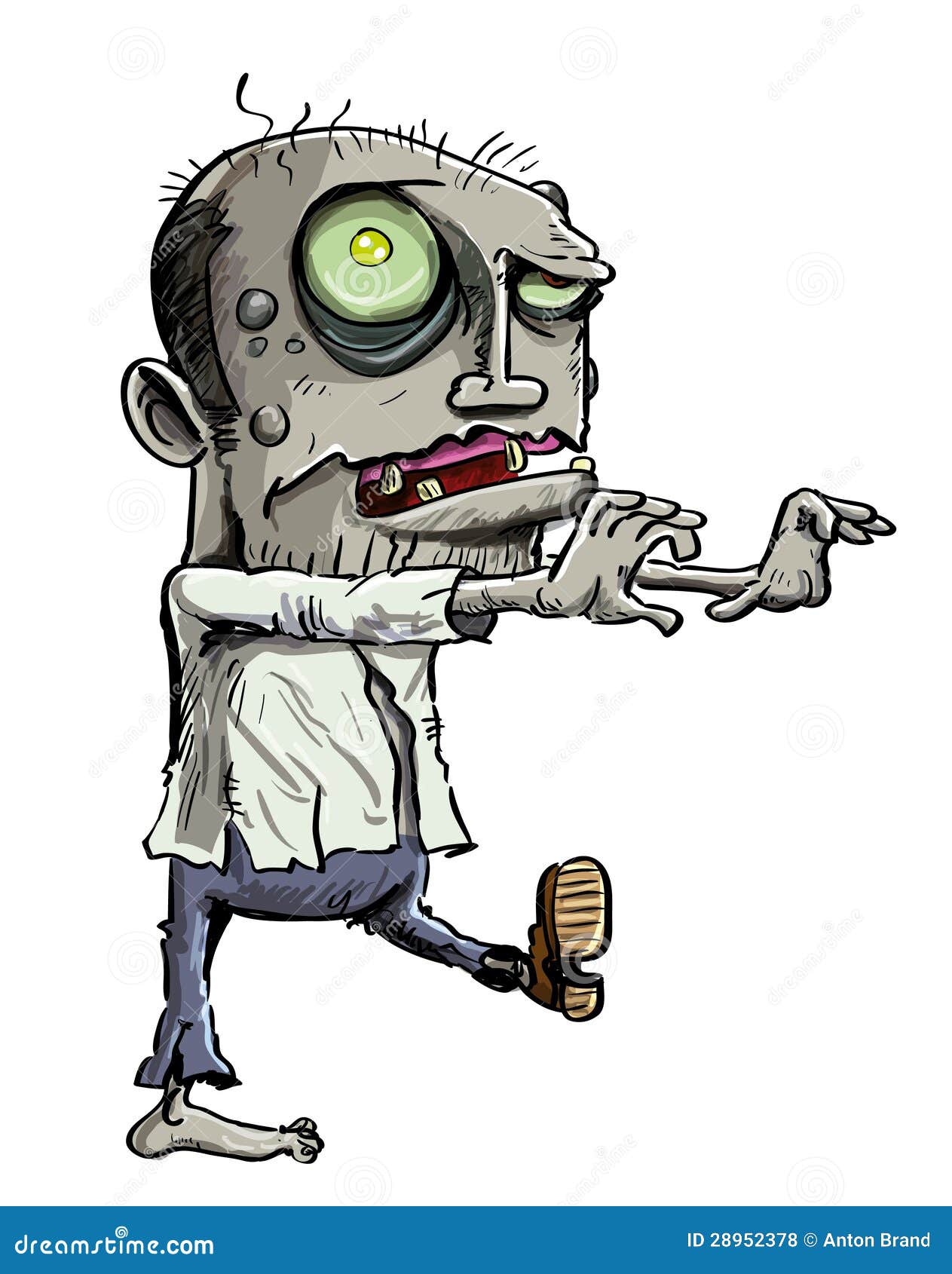 Cartoon Illustration of Green Zombie Stock Illustration - Illustration ...