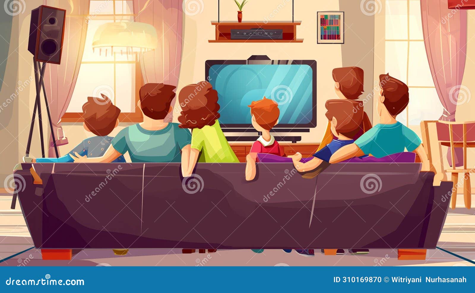 Cartoon Illustration Group of Family Watching TV. AI Generative Stock ... Cartoon Illustration Group of Family Watching TV. AI Generative Stock ...
