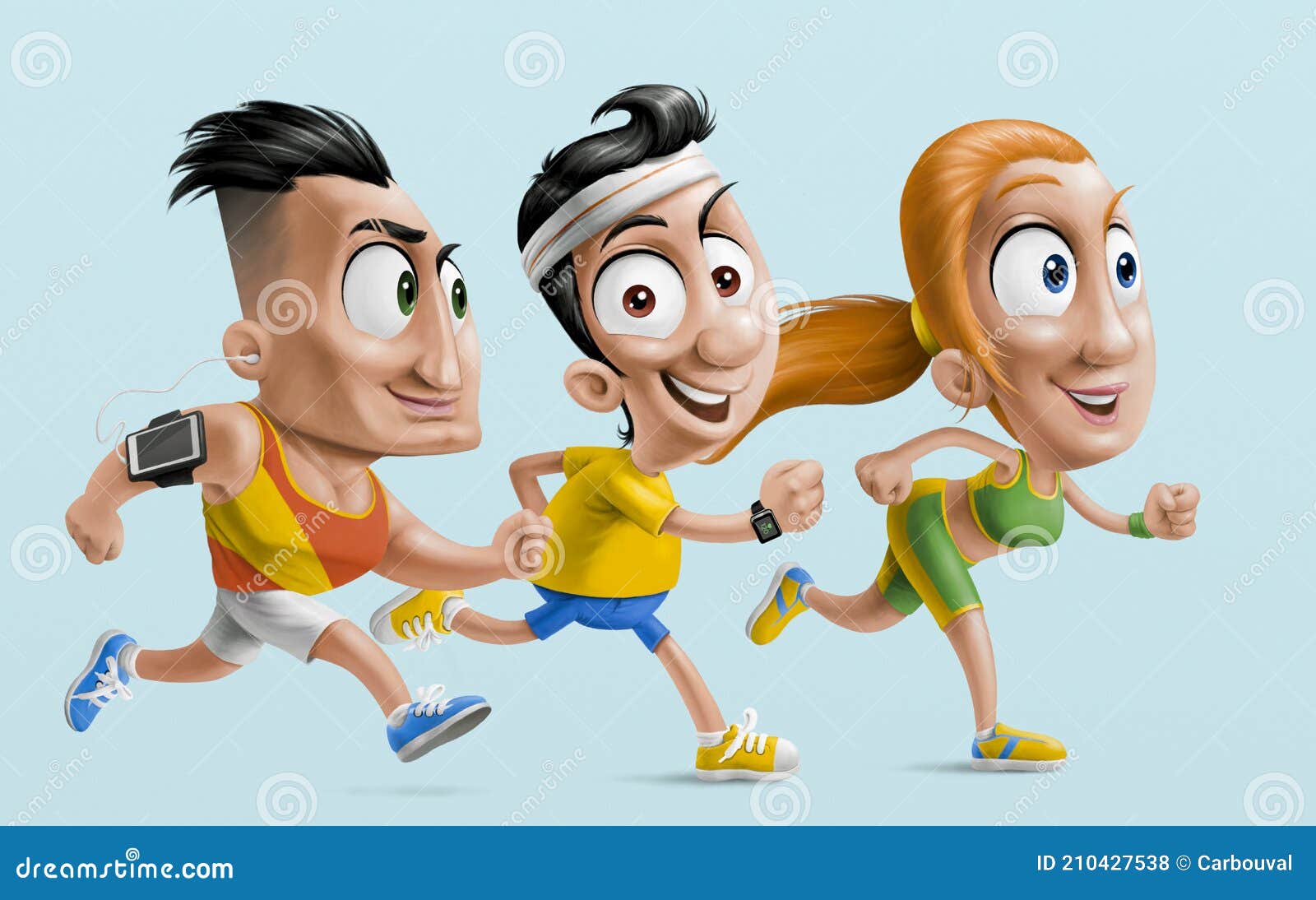 Group of cartoon runners stock illustration. Illustration of isolated ...