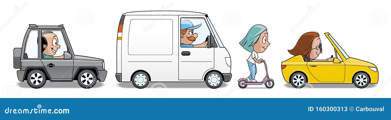 Group of vehicles stock illustration. Illustration of cartoon - 160300313