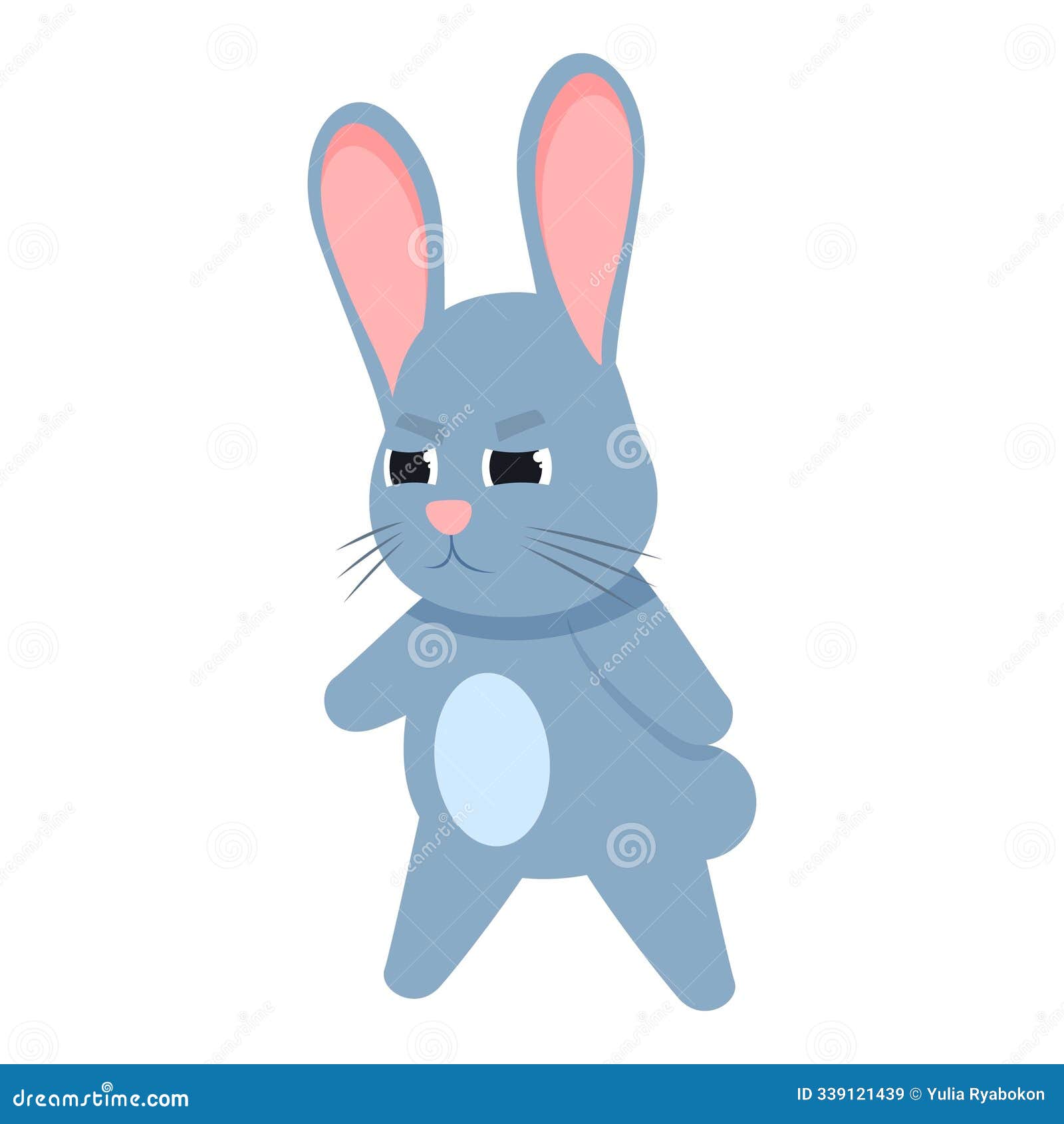Grumpy Cartoon Bunny Rabbit Character Frowning Looking Sideways ...