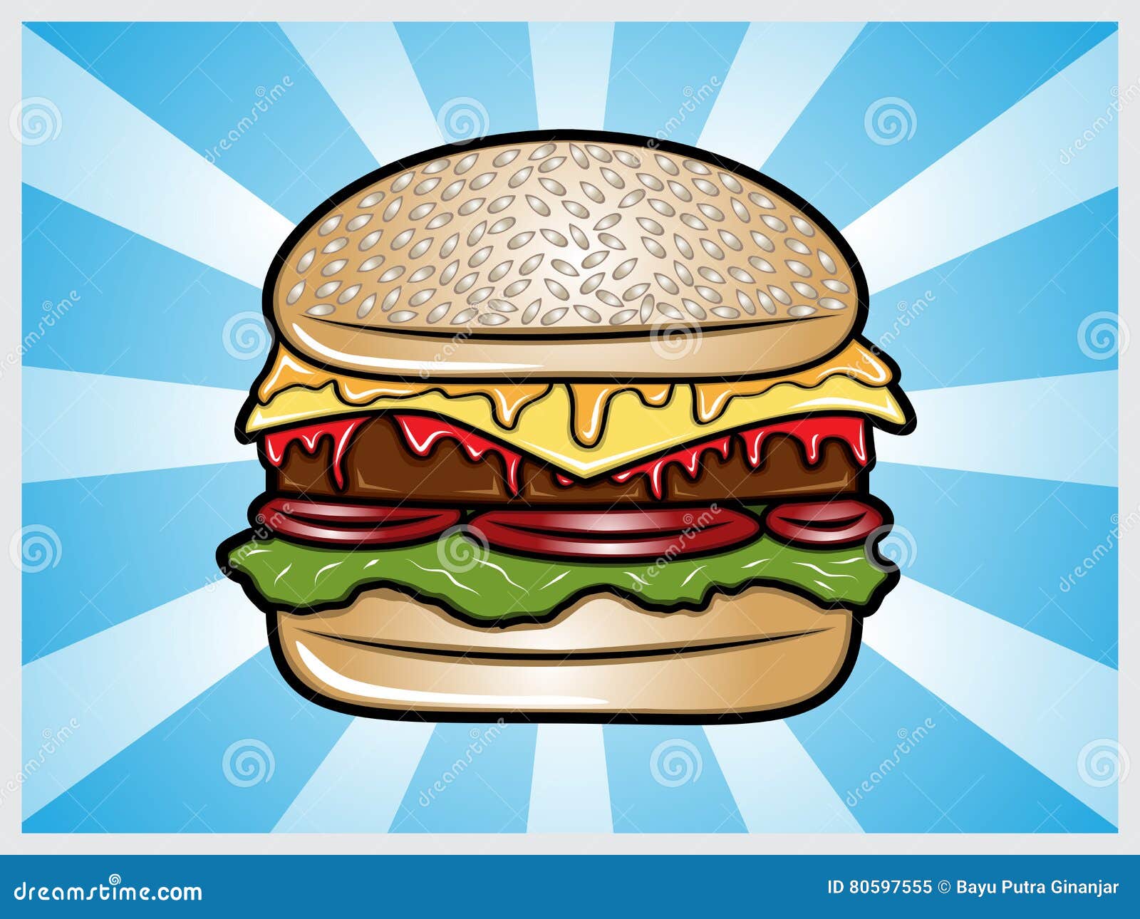 Cartoon Illustration of a Hamburger Stock Vector - Illustration of ...