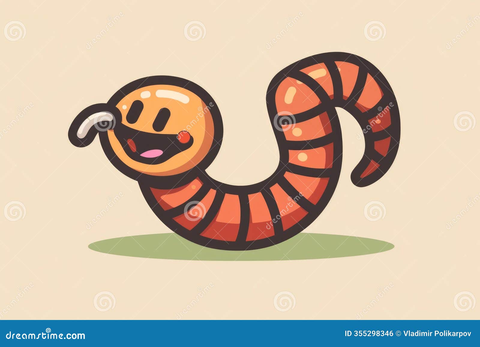 A Cartoon Illustration of a Happy Worm Stock Illustration ...