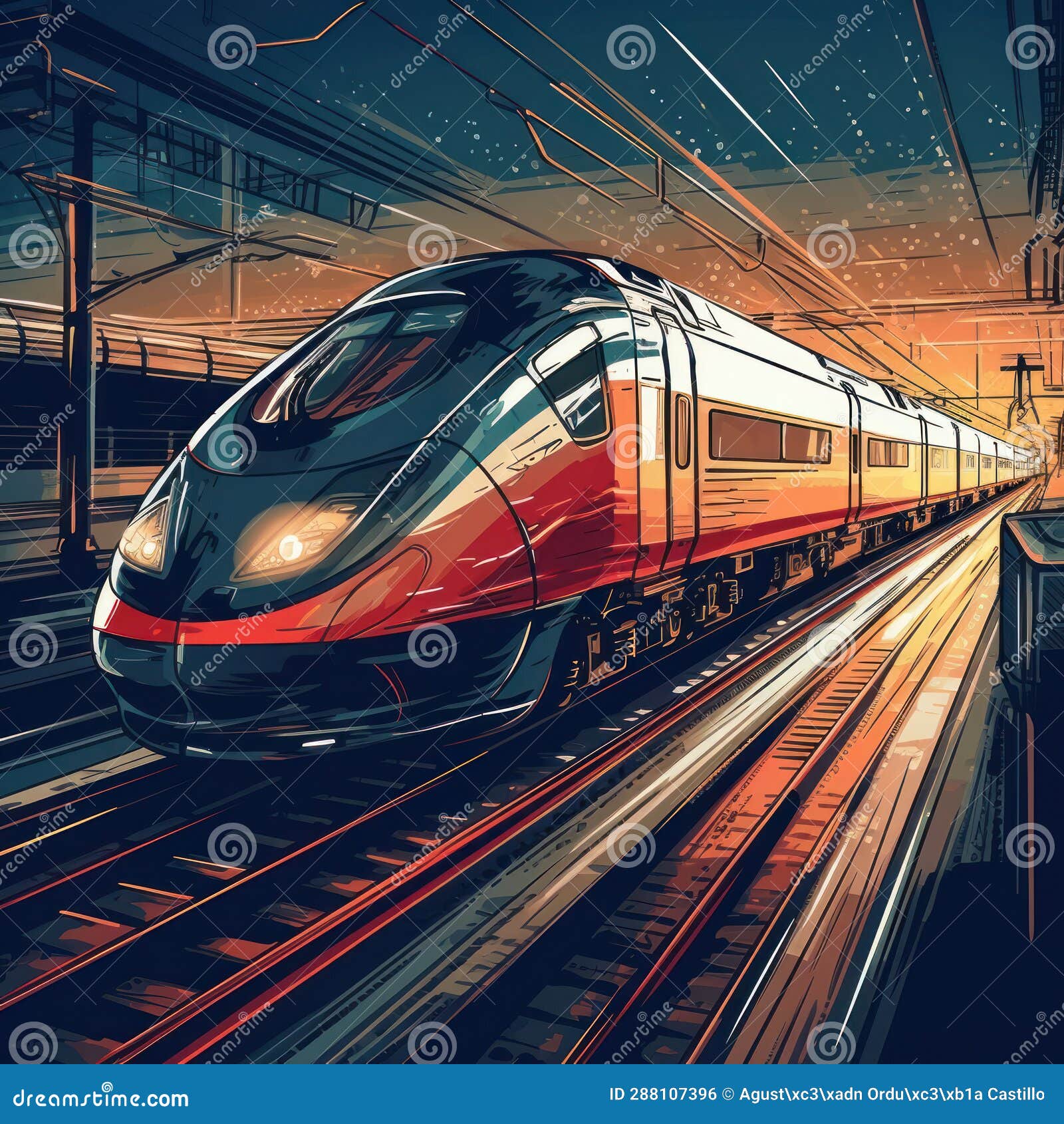 Cartoon Illustration of a High Speed Train. Stock Illustration ...