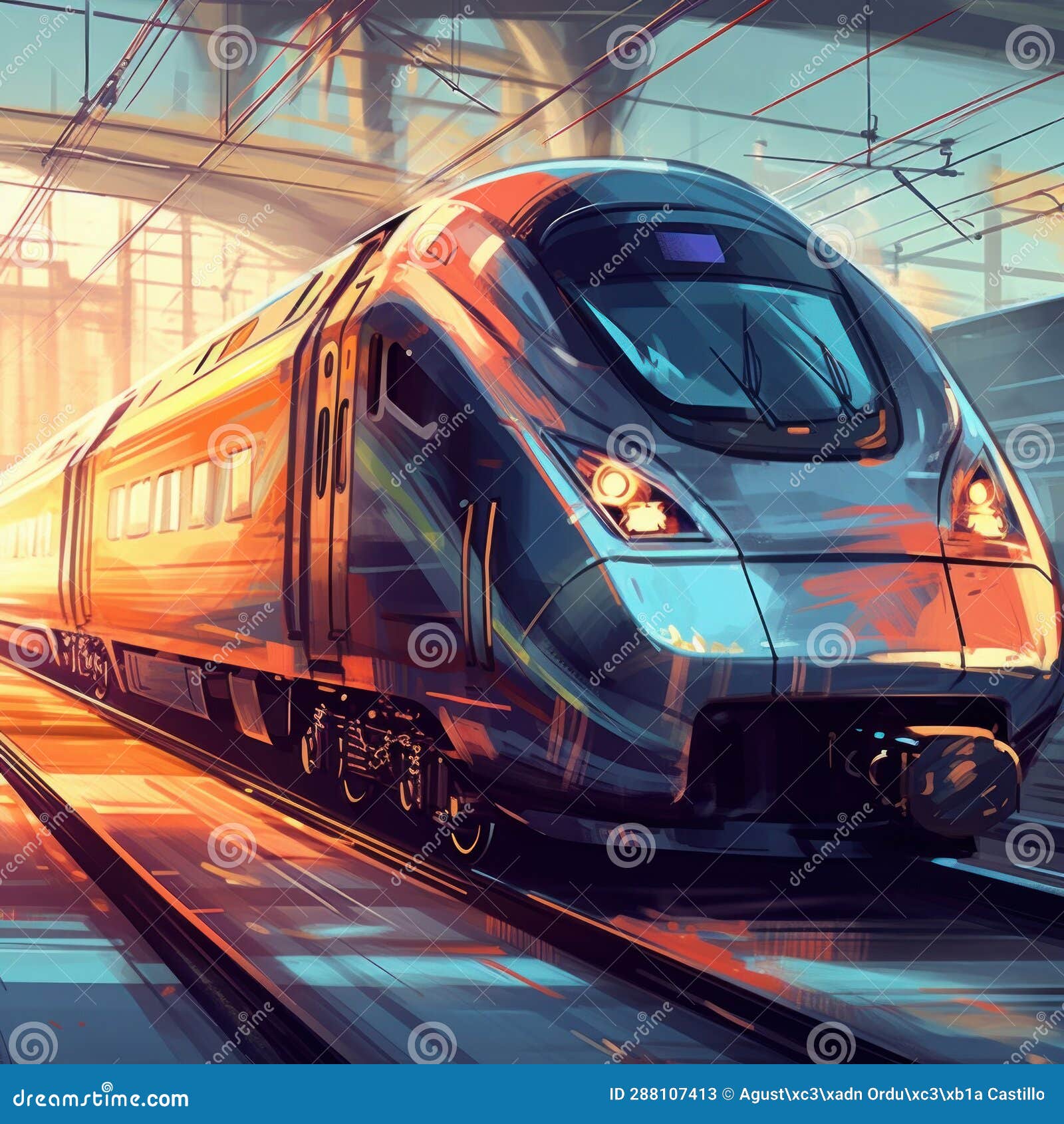 Cartoon Illustration of a High Speed Train. Stock Illustration ...
