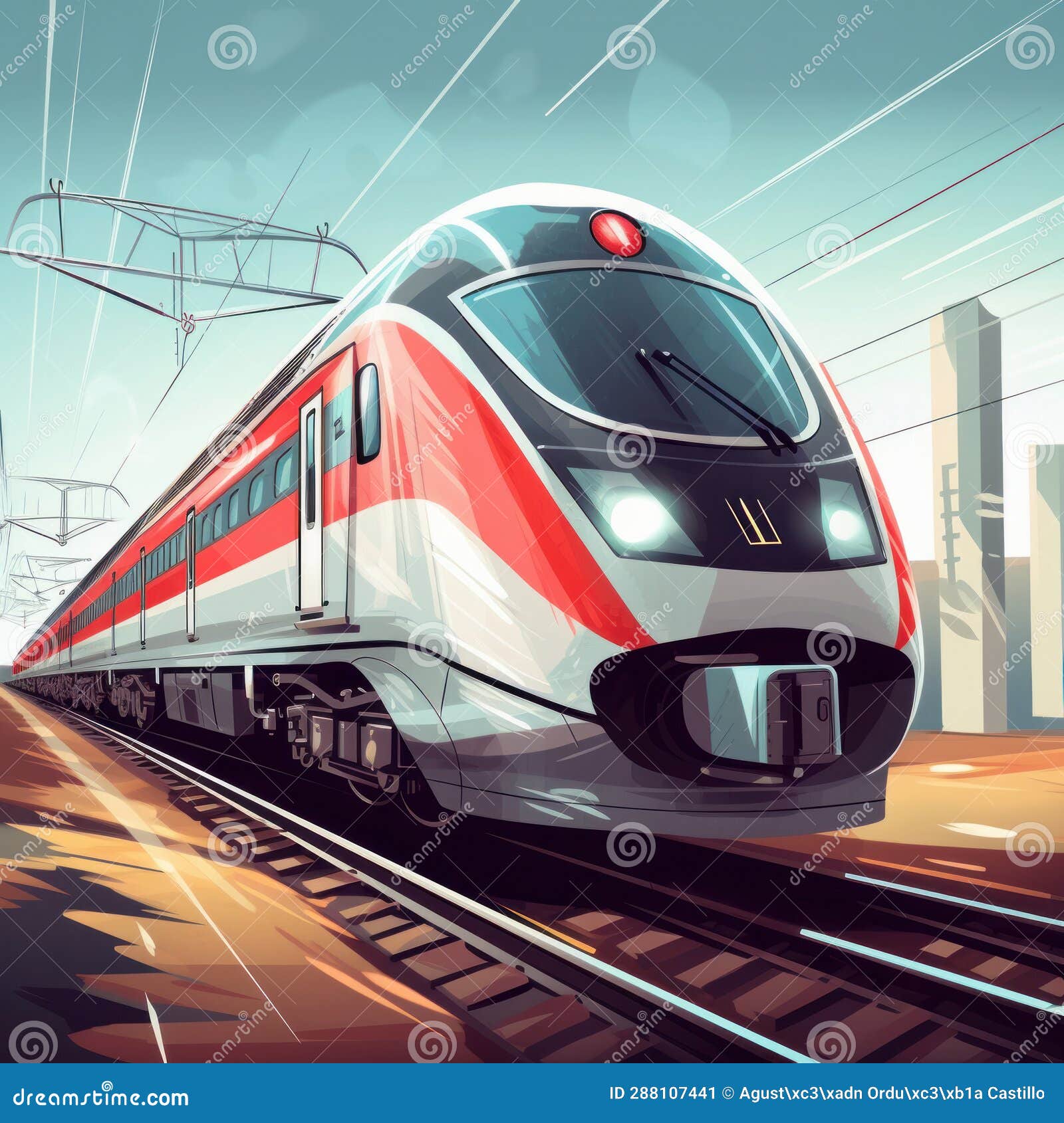Cartoon Illustration of a High Speed Train. Stock Image - Image of blur ...