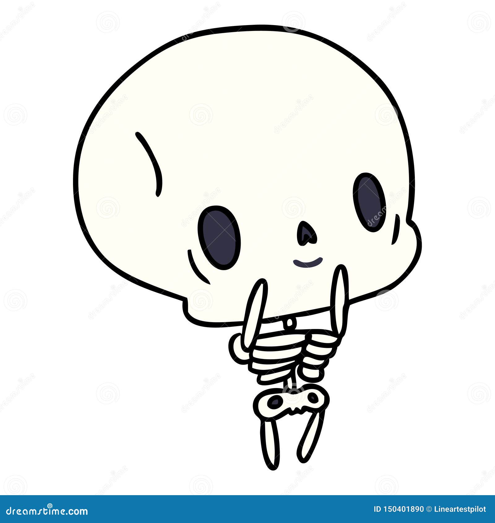 Cartoon Illustration Kawaii Cute Dead Skeleton Stock Vector ...