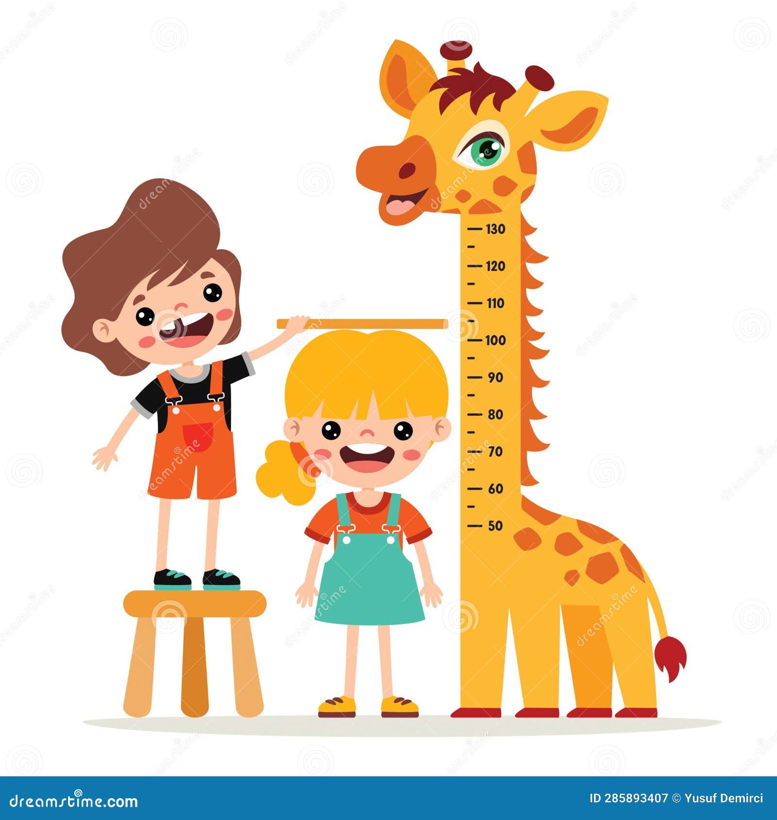 Cartoon Illustration of Kid Measuring Height Stock Illustration ...