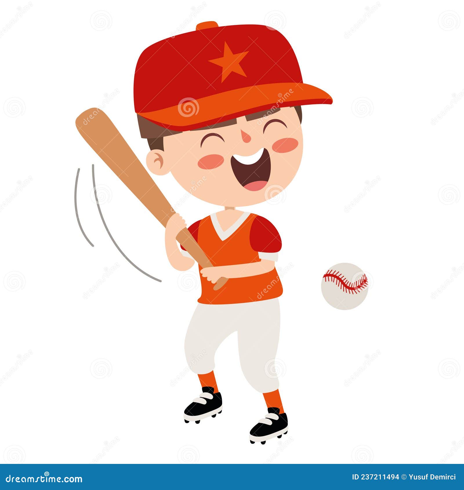 Cartoon Illustration of a Kid Playing Baseball Stock Vector ...