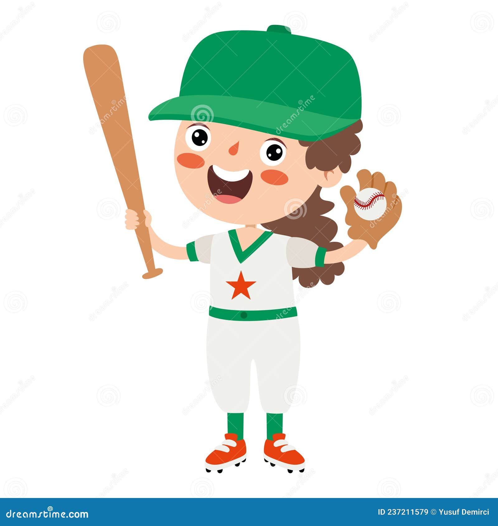 Cartoon Illustration of a Kid Playing Baseball Stock Vector ...