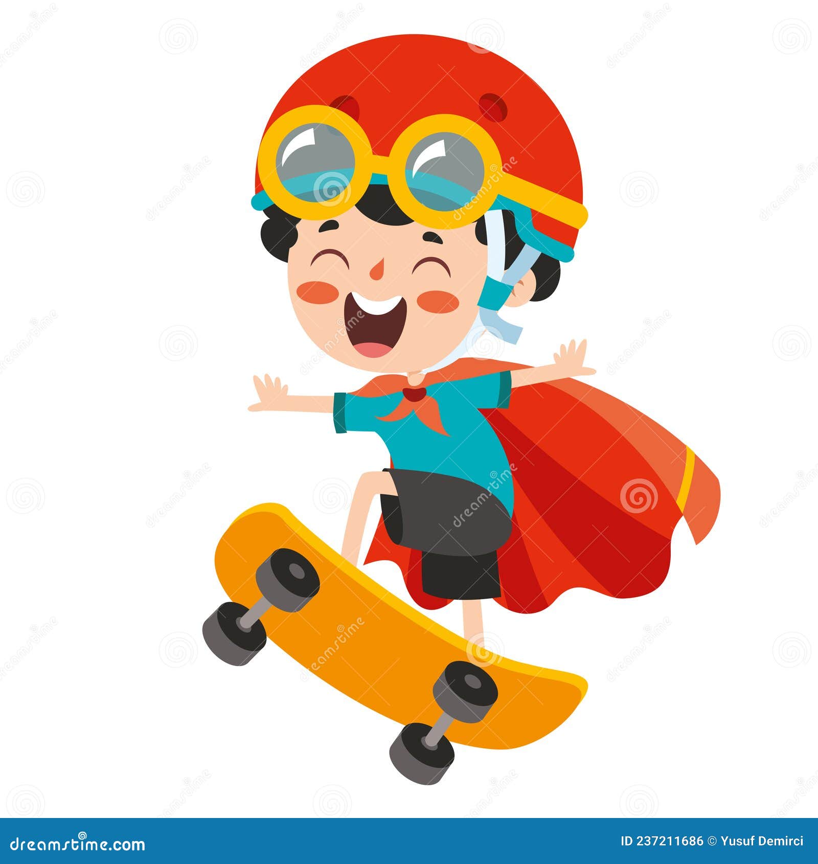 Cartoon Illustration of a Kid Playing Skateboard Stock Vector ...