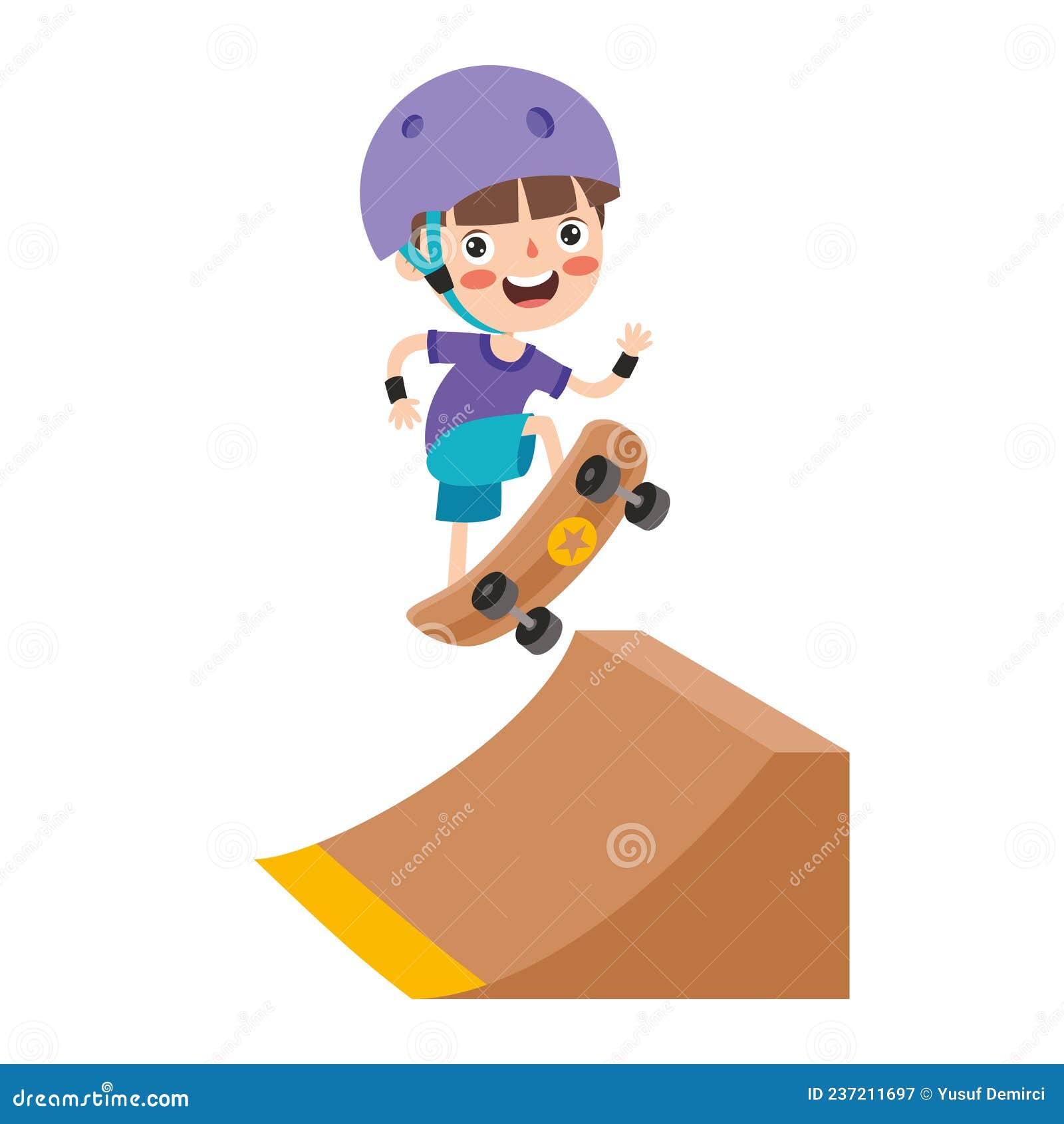 Cartoon Illustration of a Kid Playing Skateboard Stock Vector ...