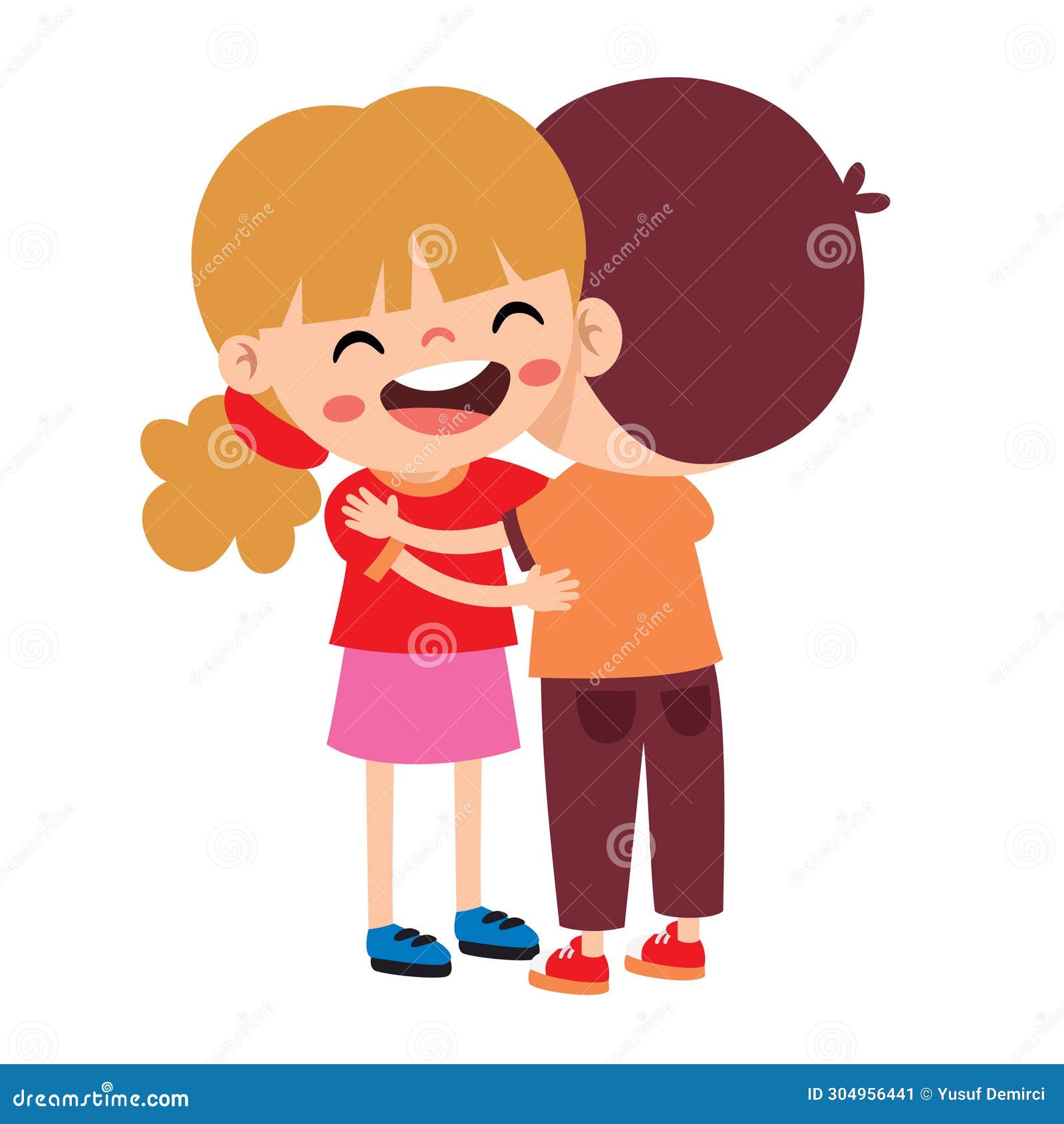 Cartoon Illustration of Kids Hugging Stock Illustration - Illustration ...