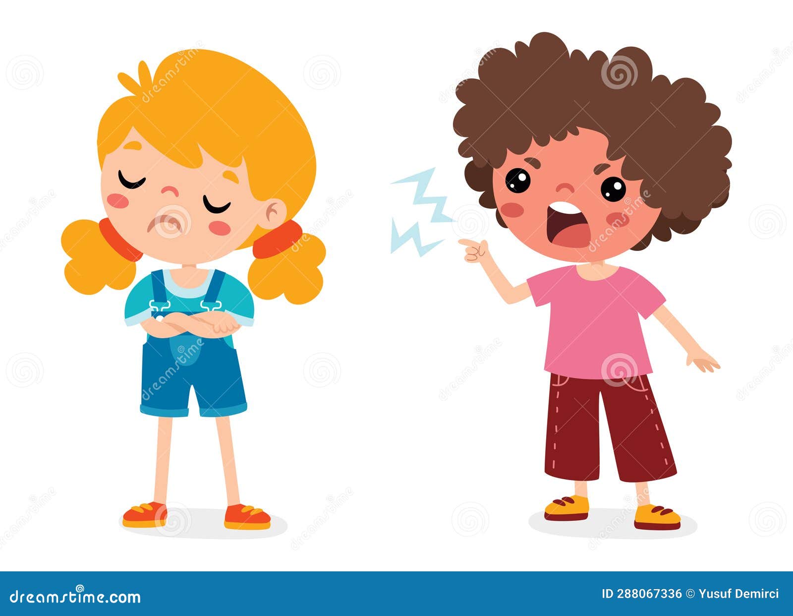Cartoon Illustration of Kids Quarrel Stock Illustration - Illustration ...