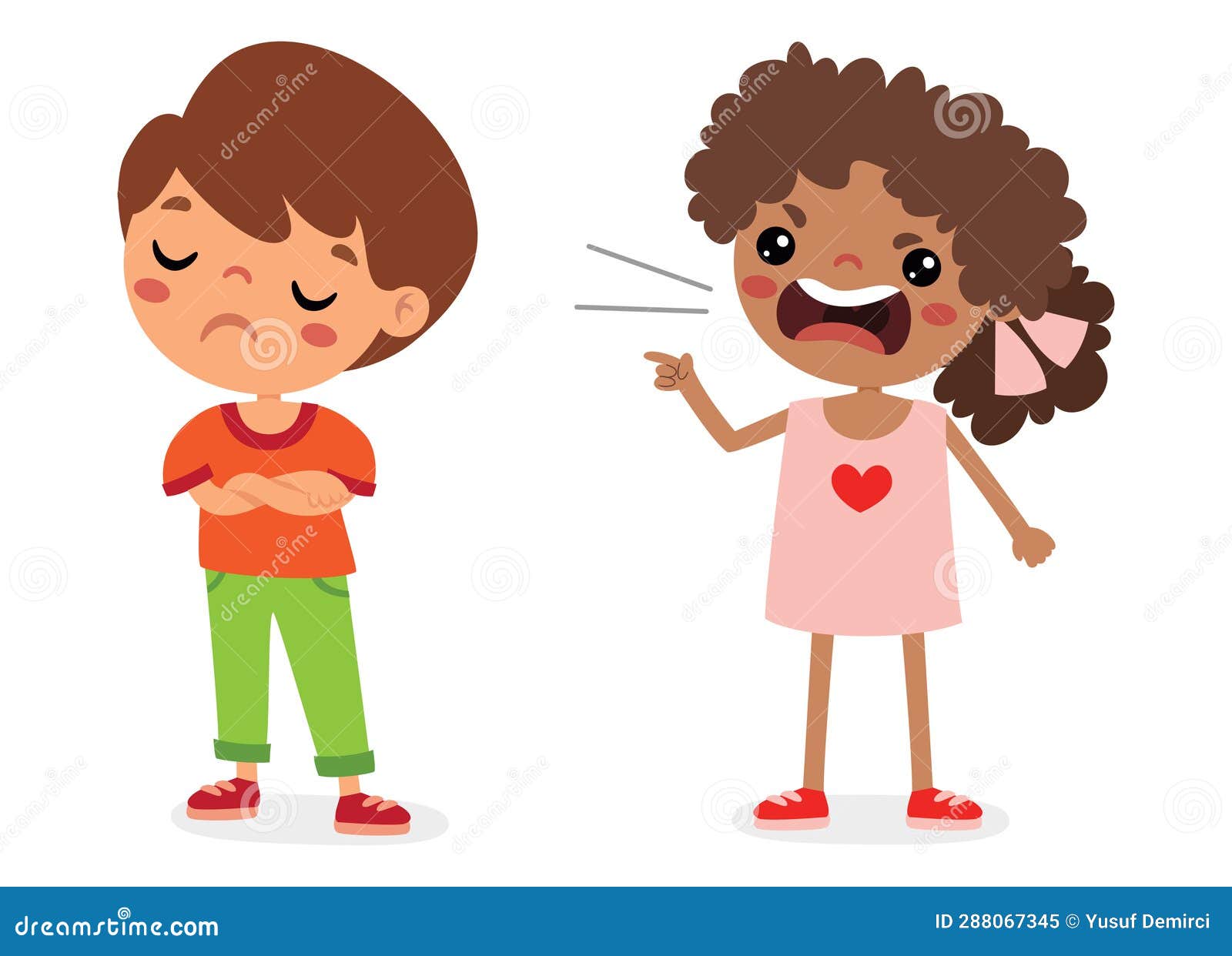 Cartoon Illustration of Kids Quarrel Stock Illustration - Illustration ...