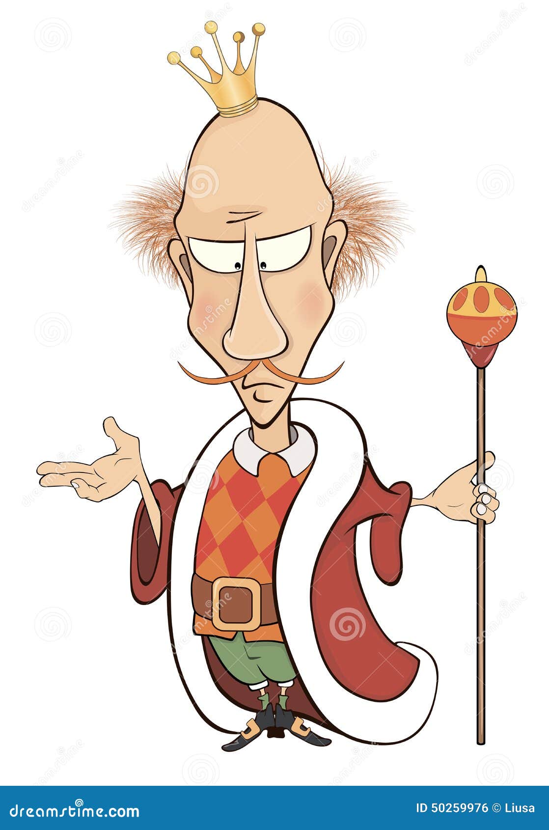 A Cartoon Illustration of a King with a Scepter Stock Vector ...