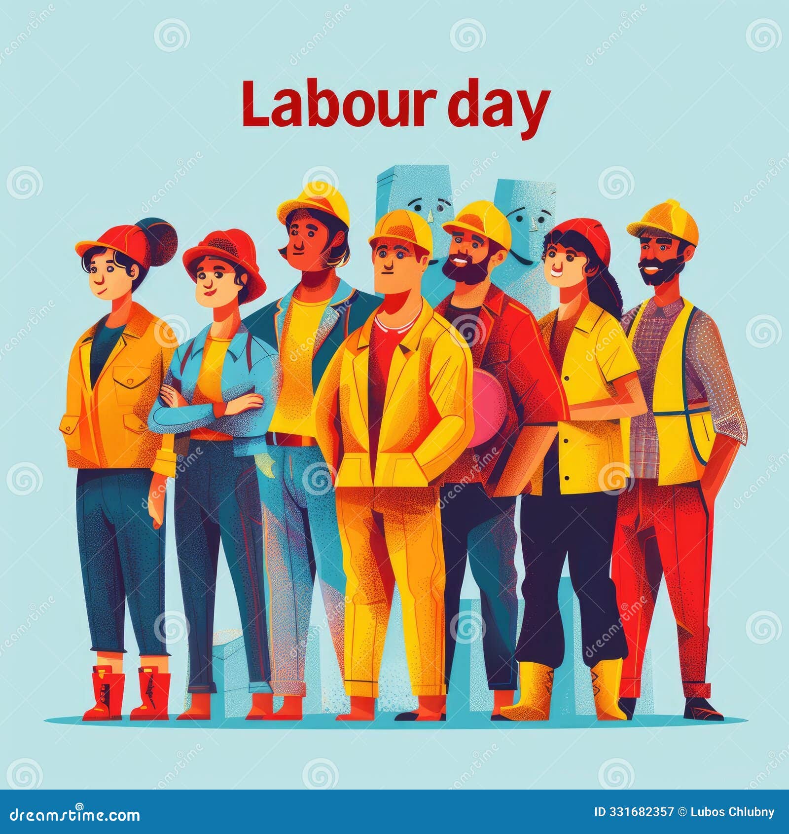 Cartoon Illustration of Labour Day Celebration Stock Illustration ...