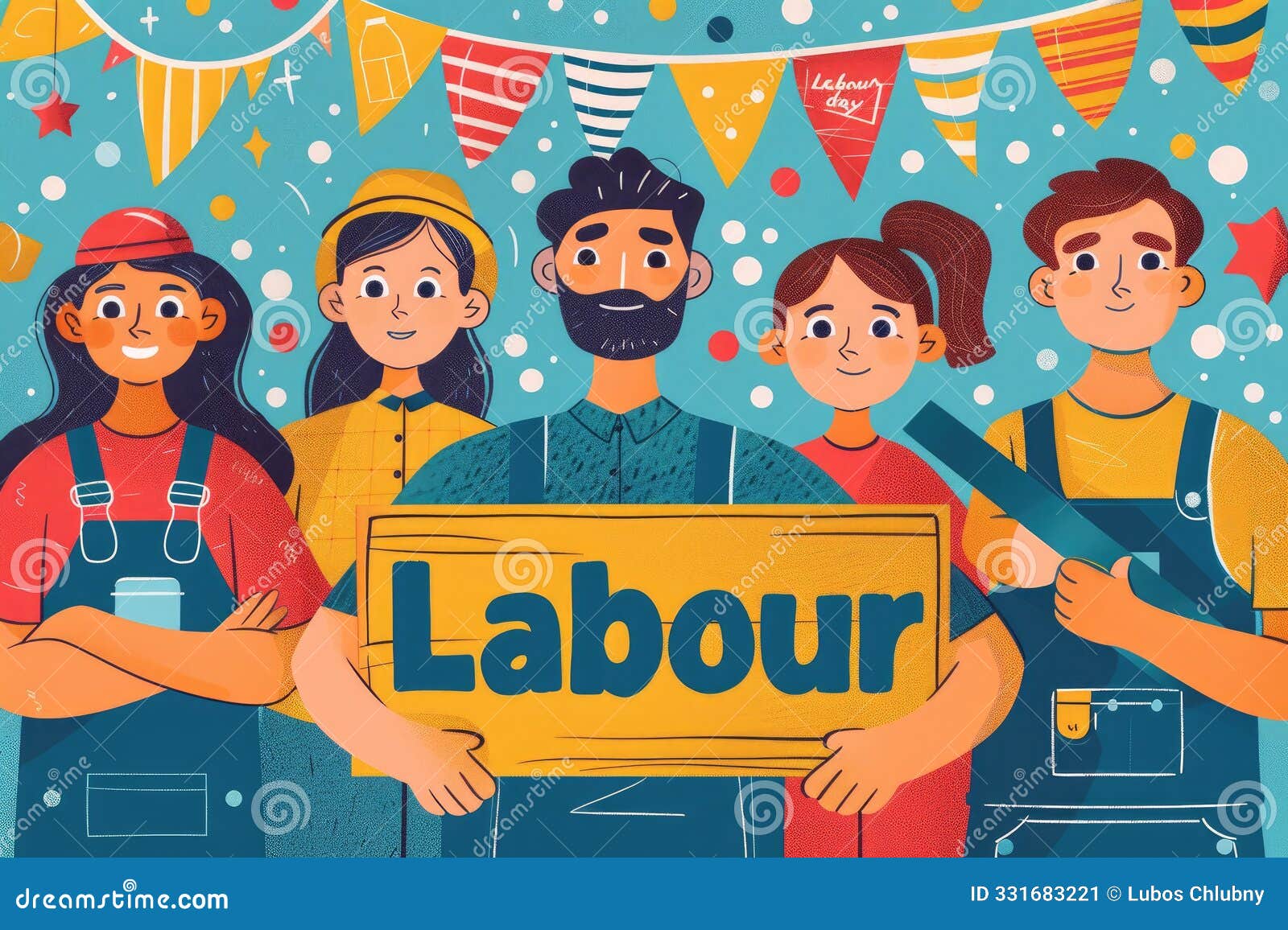 Cartoon Illustration of Labour Day Celebration Stock Illustration ...