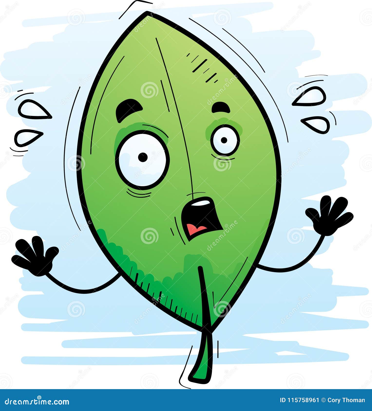 Scared Cartoon Leaf stock vector. Illustration of frightened - 115758961