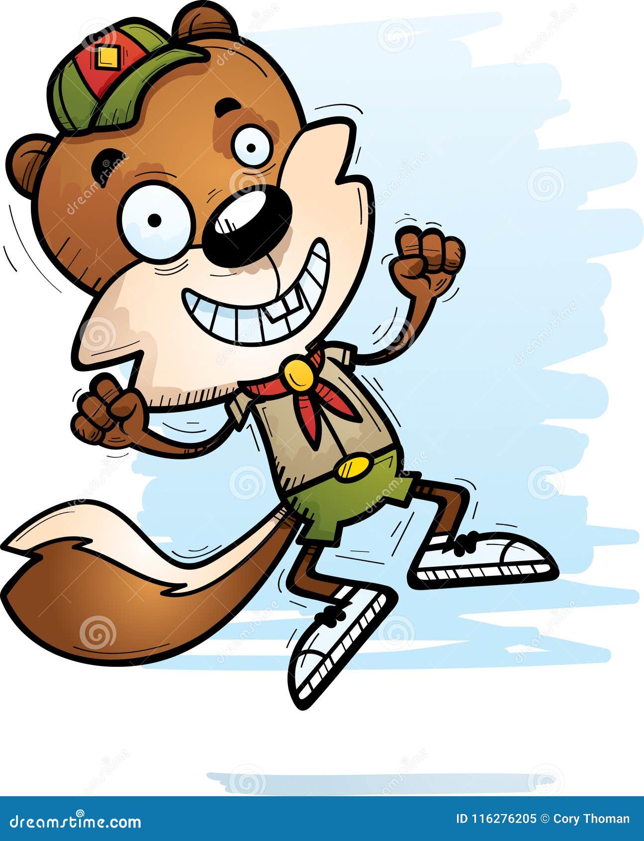 Cartoon Male Squirrel Scout Jumping Stock Vector - Illustration of ...