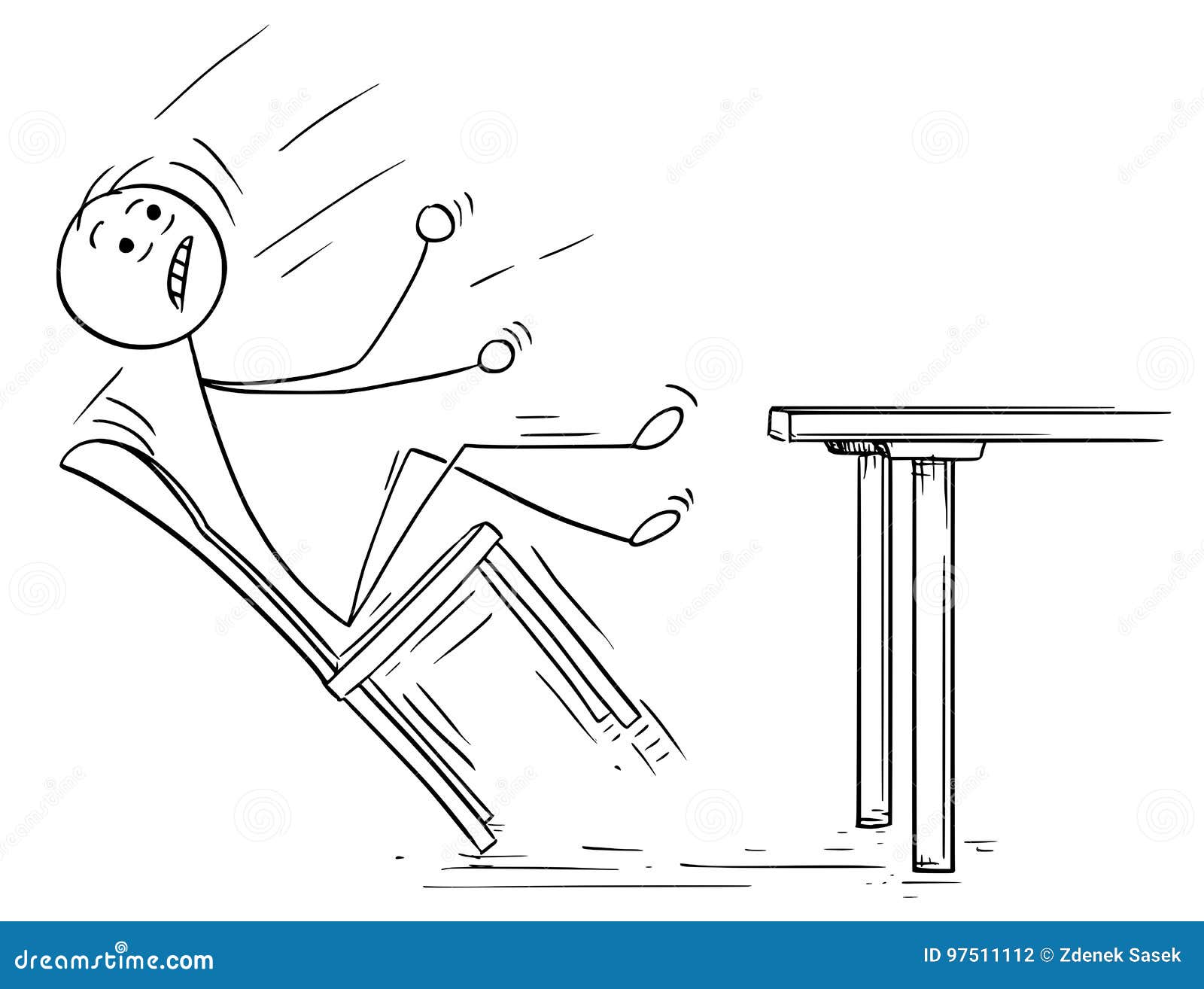 Cartoon Illustration of Man Rocking and Falling with Chair Stock Vector ...