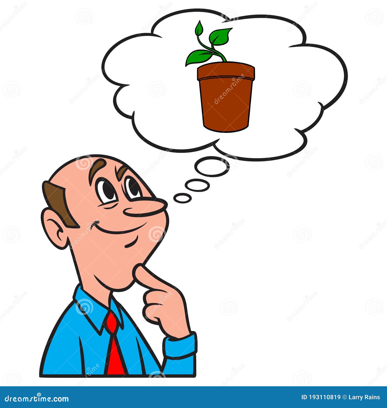 Thinking about a Potted Plant Stock Vector - Illustration of grass ...