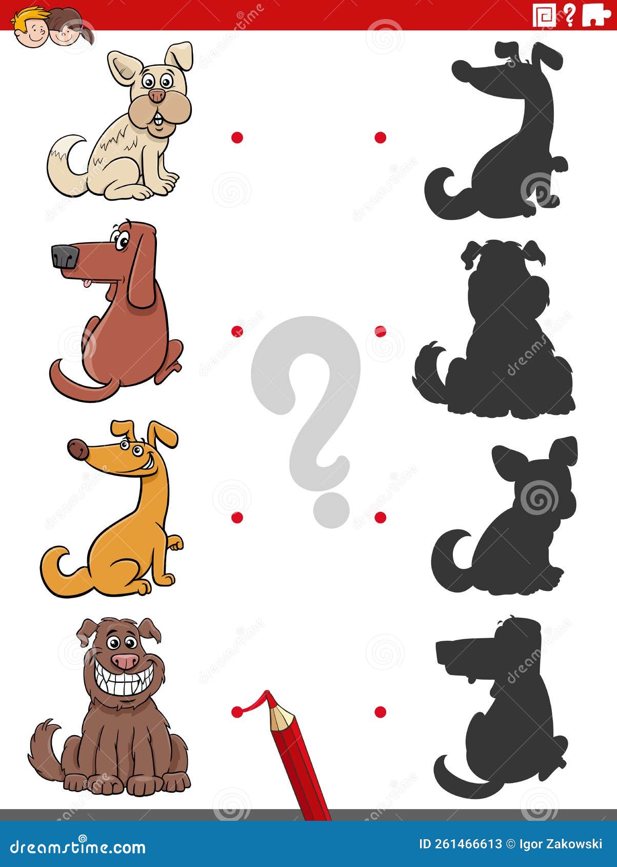 Educational Shadow Game with Comic Dogs Stock Vector - Illustration of ... Educational Shadow Game with Comic Dogs Stock Vector - Illustration of ...