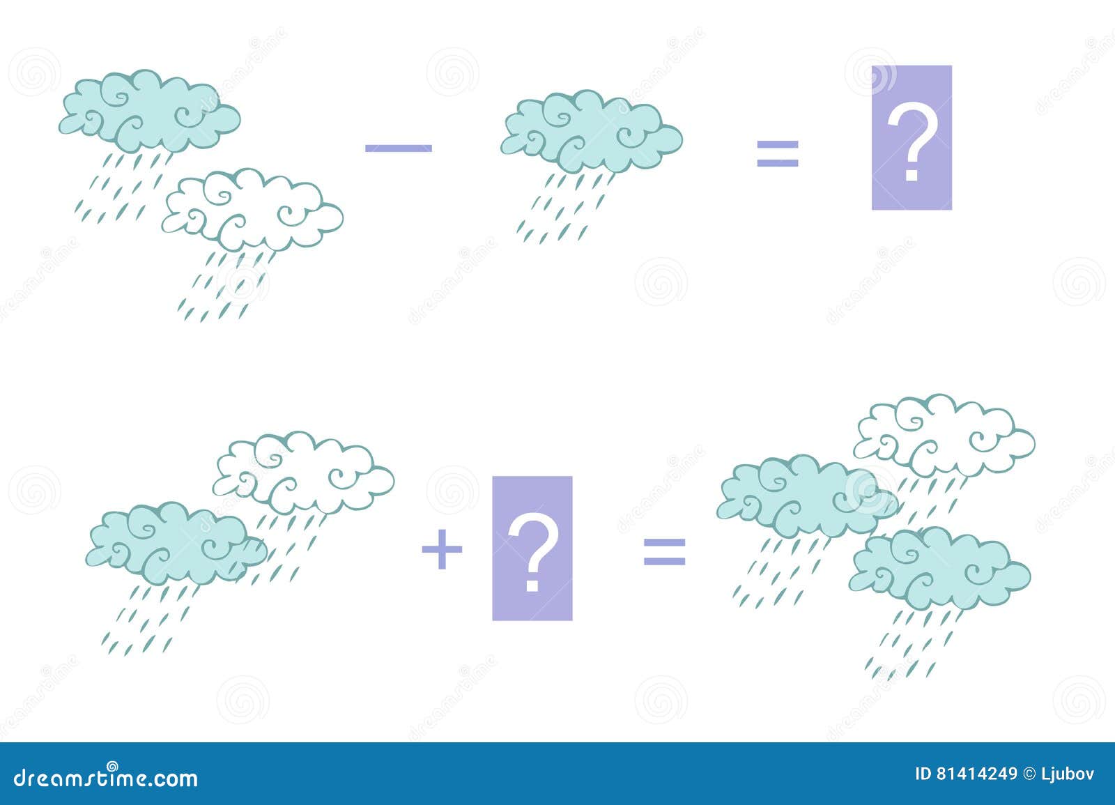 Cartoon Illustration of Mathematical Addition and Subtraction. Stock ...