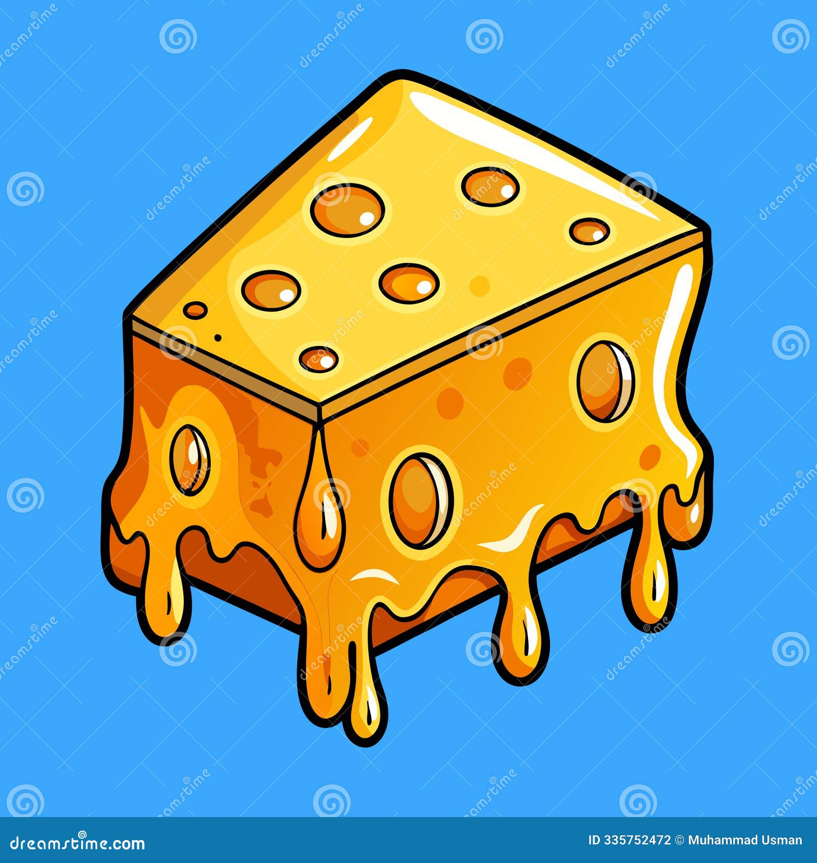 Cartoon Illustration of Melted Cheese Dripping with a Viscous and ...