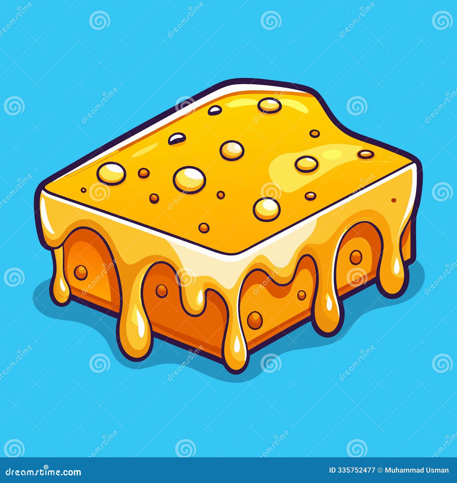 Cartoon Illustration of Melted Cheese Dripping with a Viscous and ...