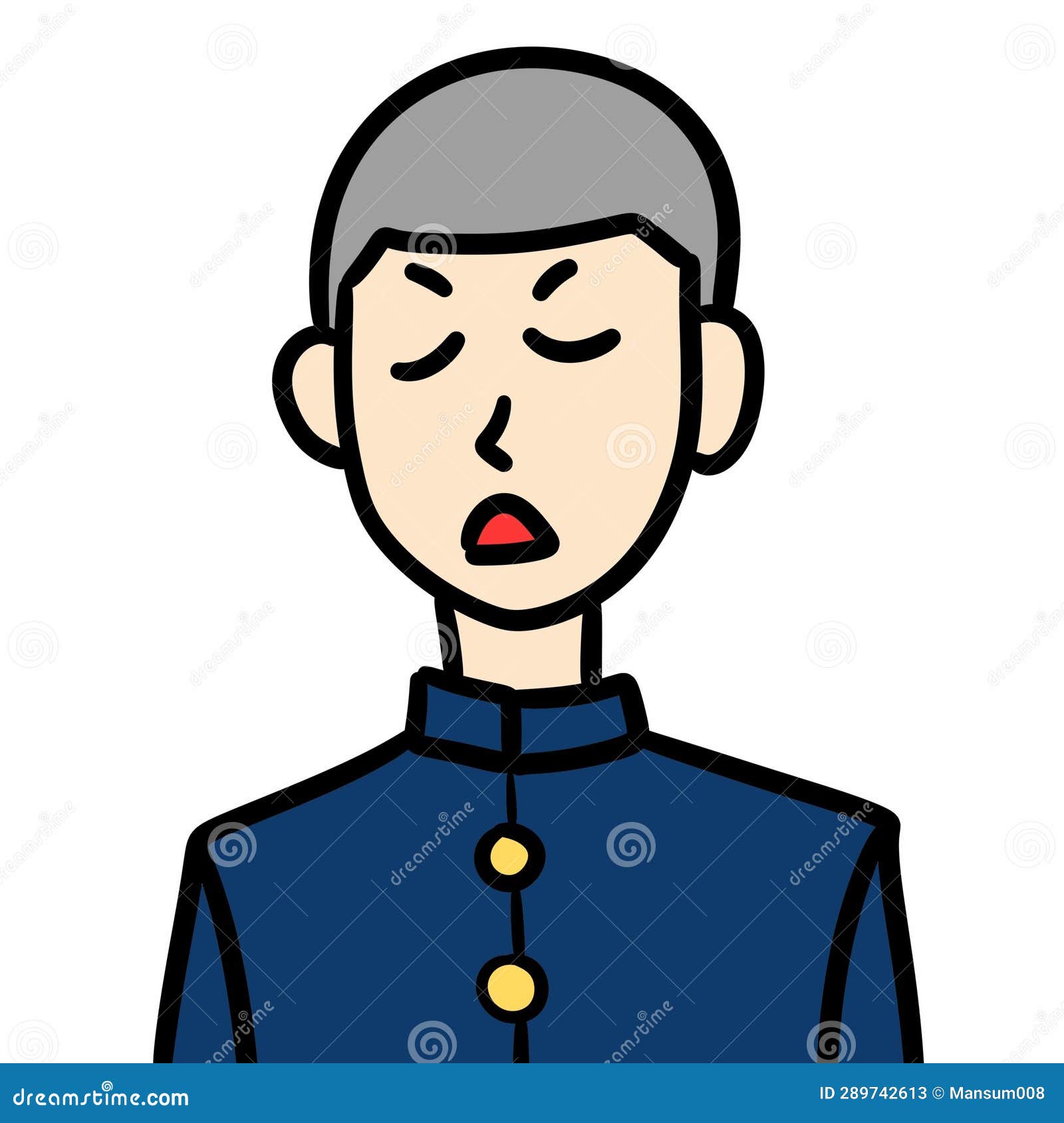 A Cartoon Illustration of a Monk with a Sad Expression Stock ...