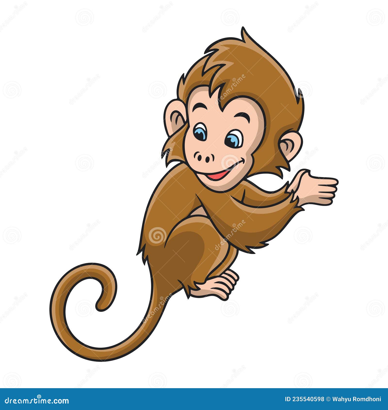Cartoon Illustration Monkey Climbing Stock Illustration - Illustration ...