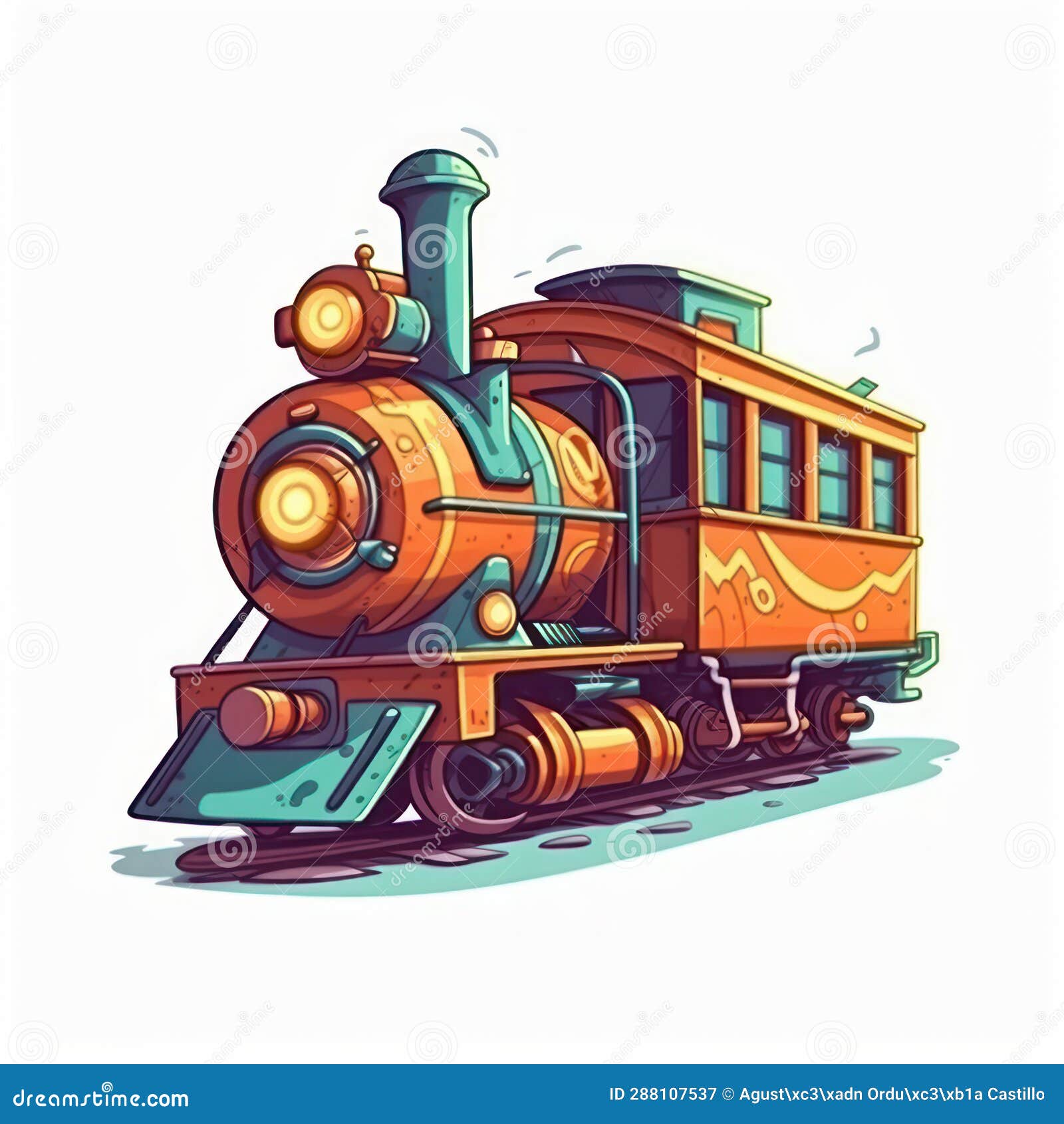 Cartoon Illustration of an Old Steam Train. Stock Illustration ...