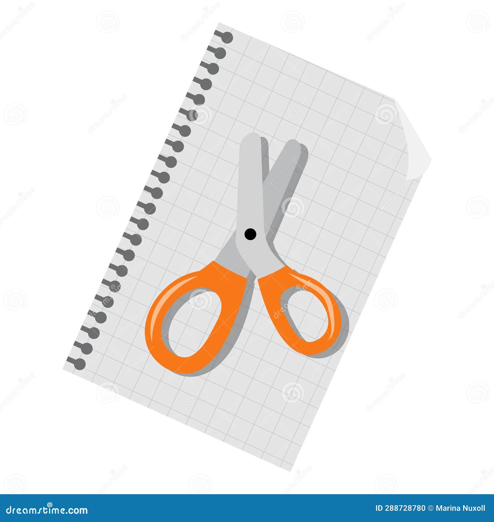 Cartoon Illustration of an Orange Kid Scissors on the Paper Stock ...
